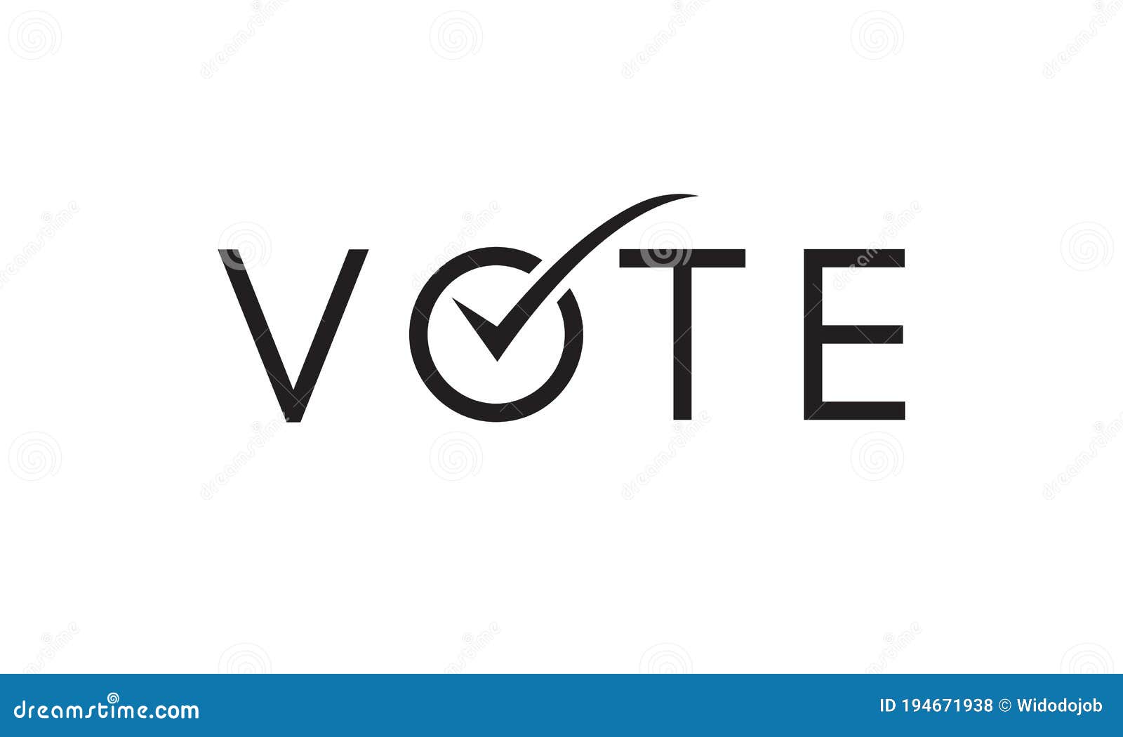 Vote word with checkmark stock vector. Illustration of concept - 194671938