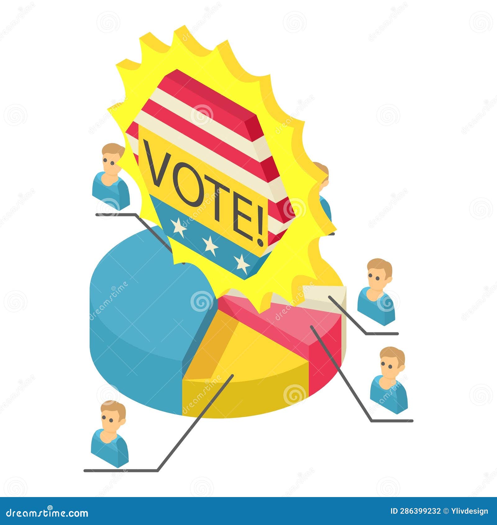 Voter Statistic Icon Isometric Vector. Candidate Pie Chart and ...