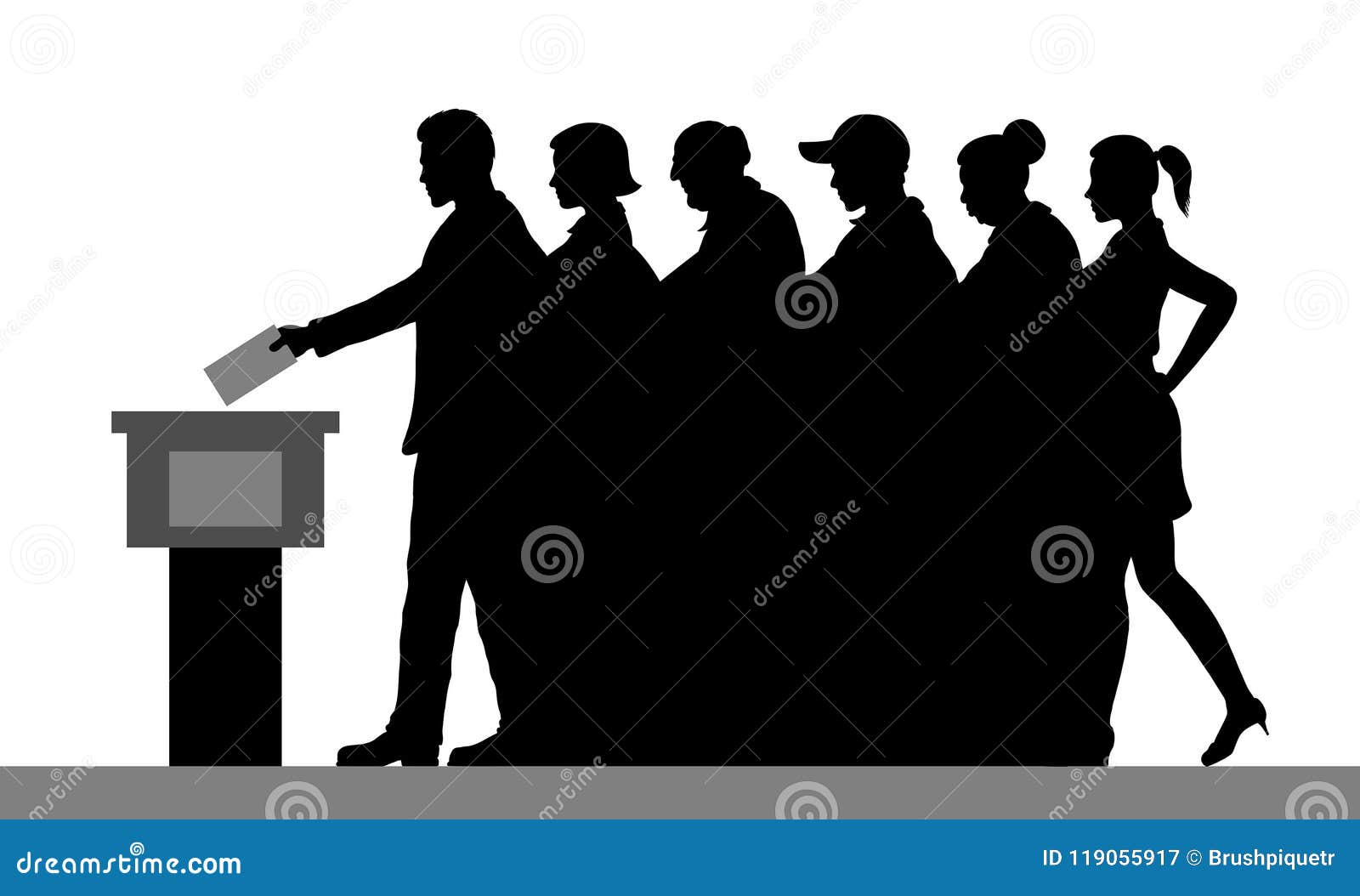 Voters Crowd Silhouette by Voting for Election Stock Vector ...