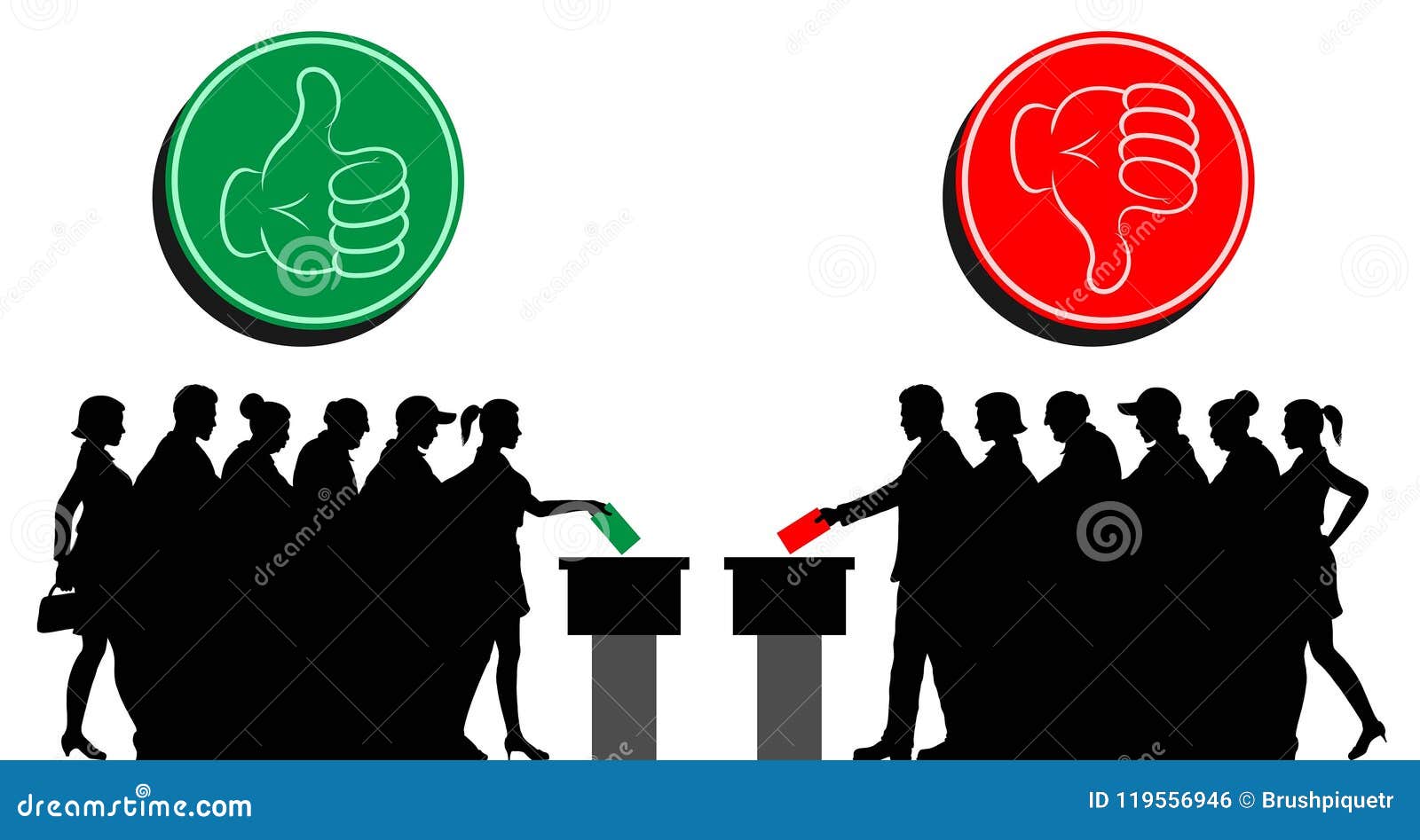 Voters Crowd Silhouette by Voting for Election with Thumb Icons Stock ...