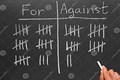 Votes for and Against on a Blackboard. Stock Photo - Image of fingers ...
