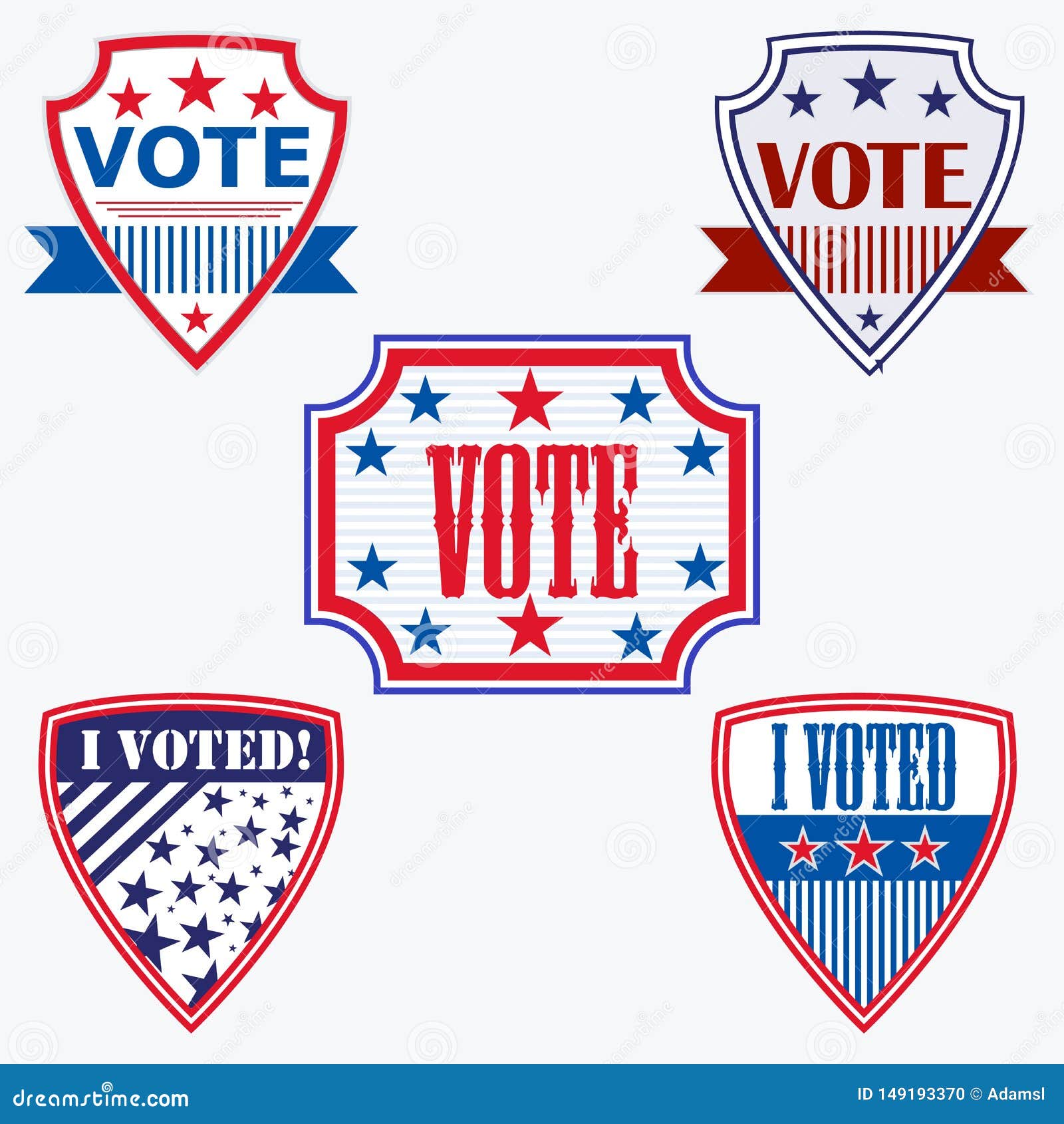 Voting Badges Featuring VOTE and I Voted Text Stock Vector ...