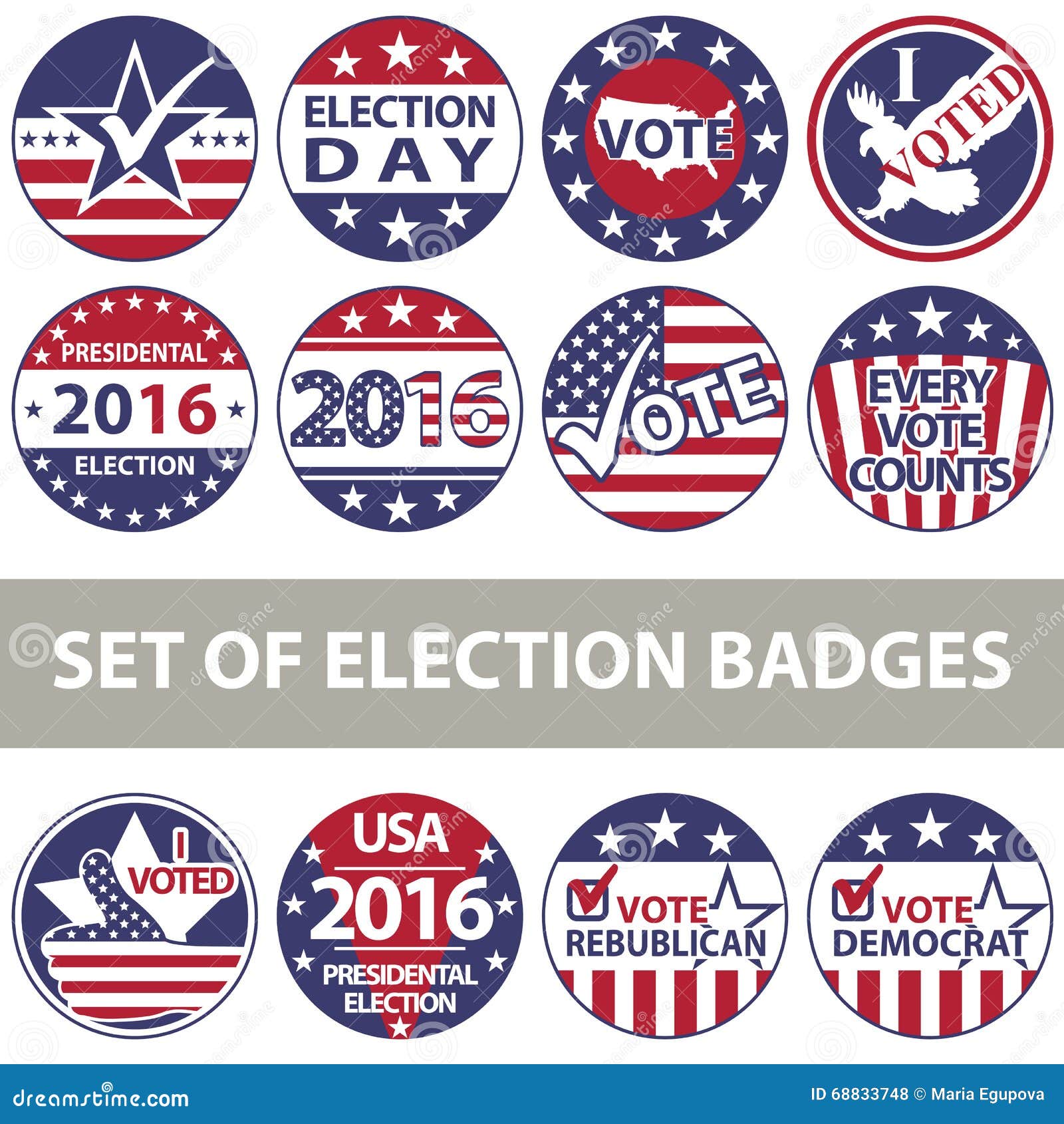 Voting Badges stock vector. Illustration of vote, sign - 68833748