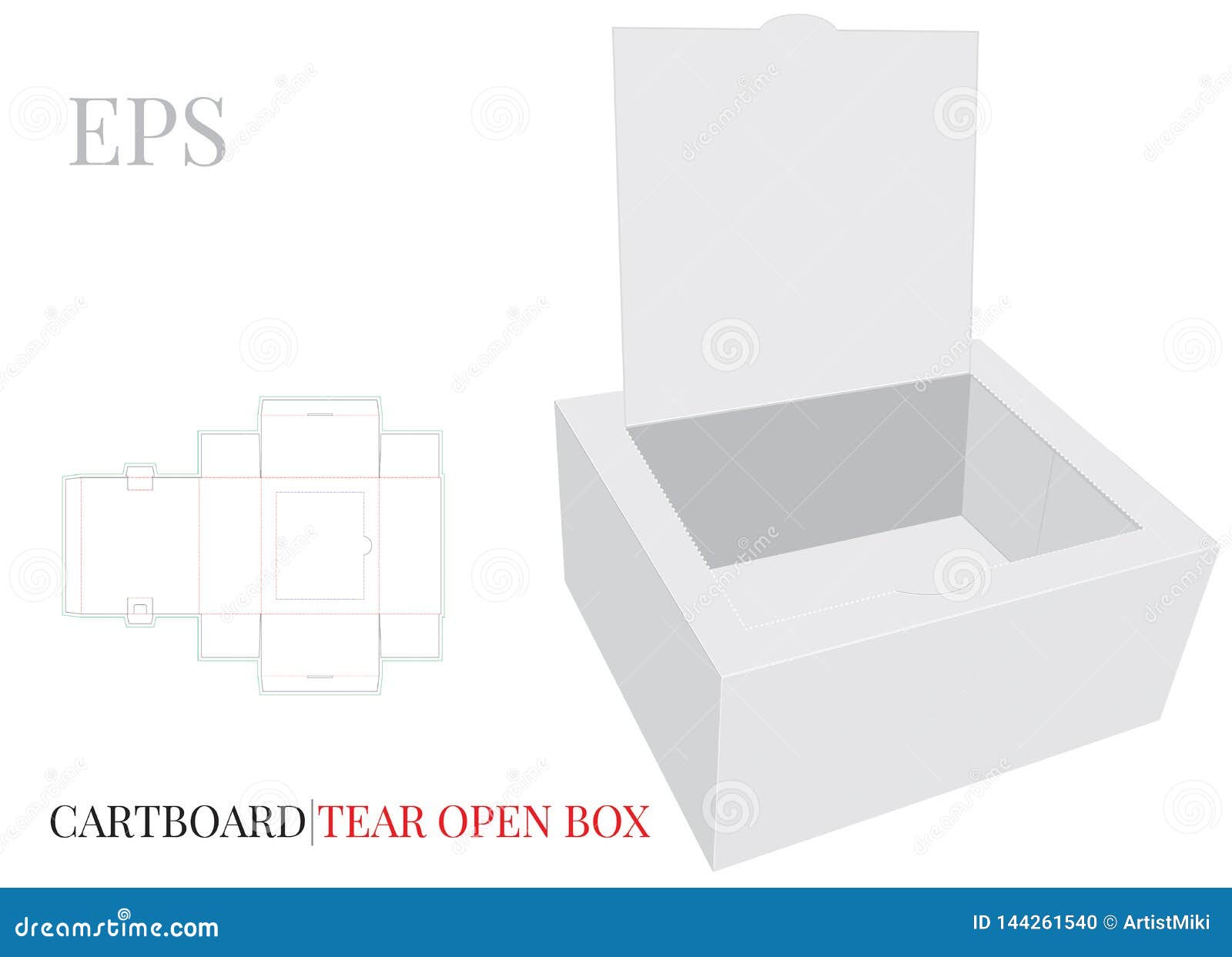 Tear Open Box Template with Die Cut Lines. Vector with Die Cut / Laser ...