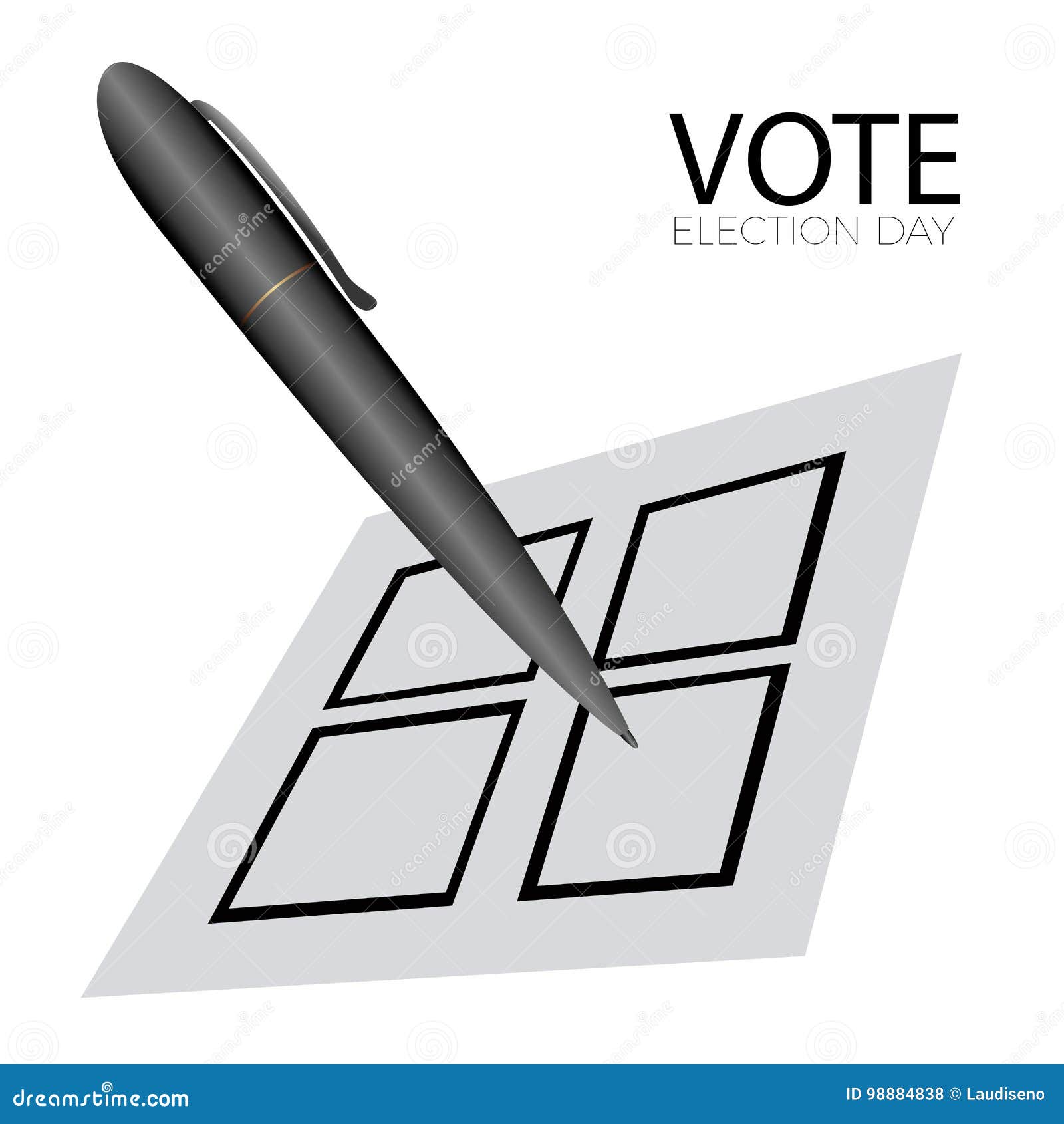 Voting card with a pen stock vector. Illustration of political - 98884838