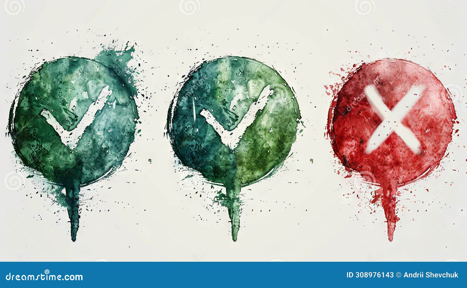 Voting Concept. Green and Red Balloons with a Cross on a White ...