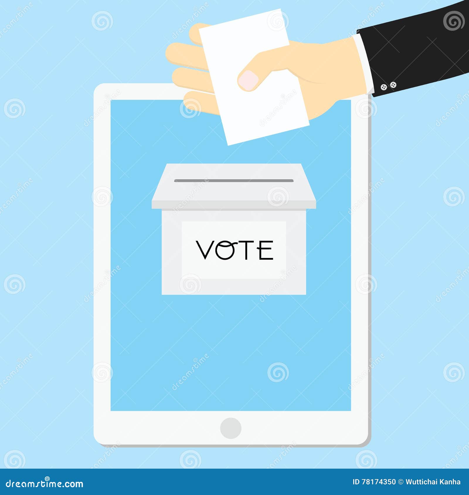 Voting Concept by Hand Put in Mobile Phone Stock Vector - Illustration ...