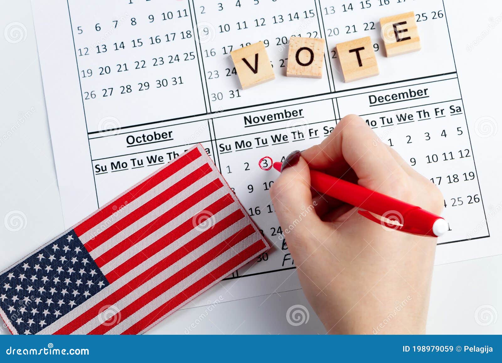 Voting Concept, Reminder in Calendar for Elections on 3 November Stock ...