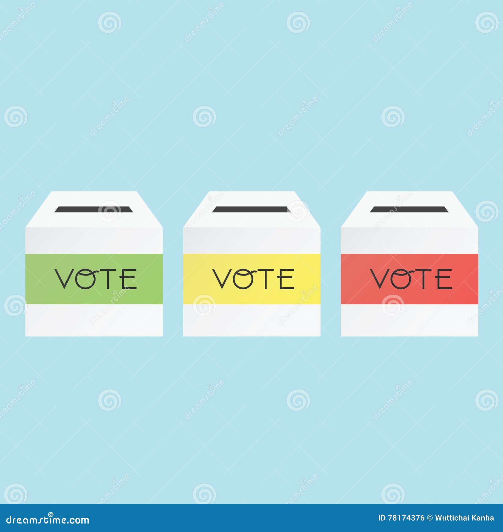 Voting Concept by Three Color Ballot Box Stock Vector - Illustration of ...