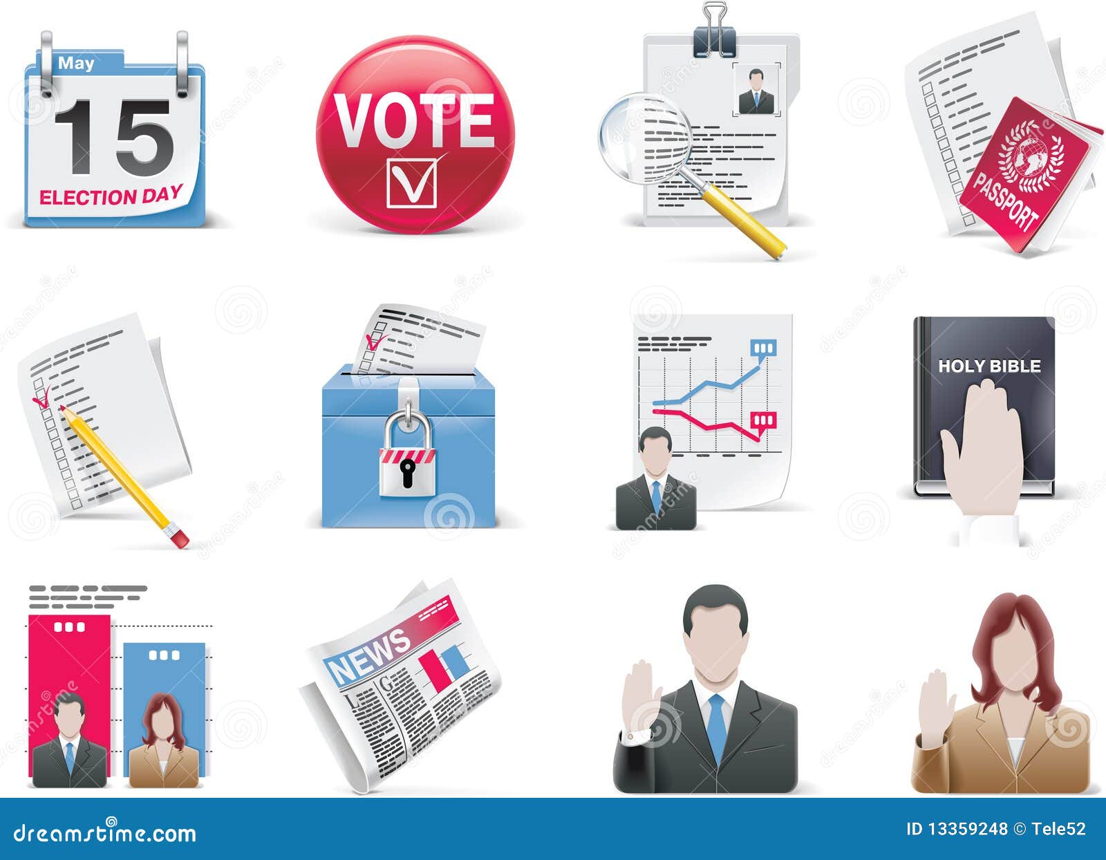 Voting and Election Icon Set Stock Vector - Illustration of pencil ...