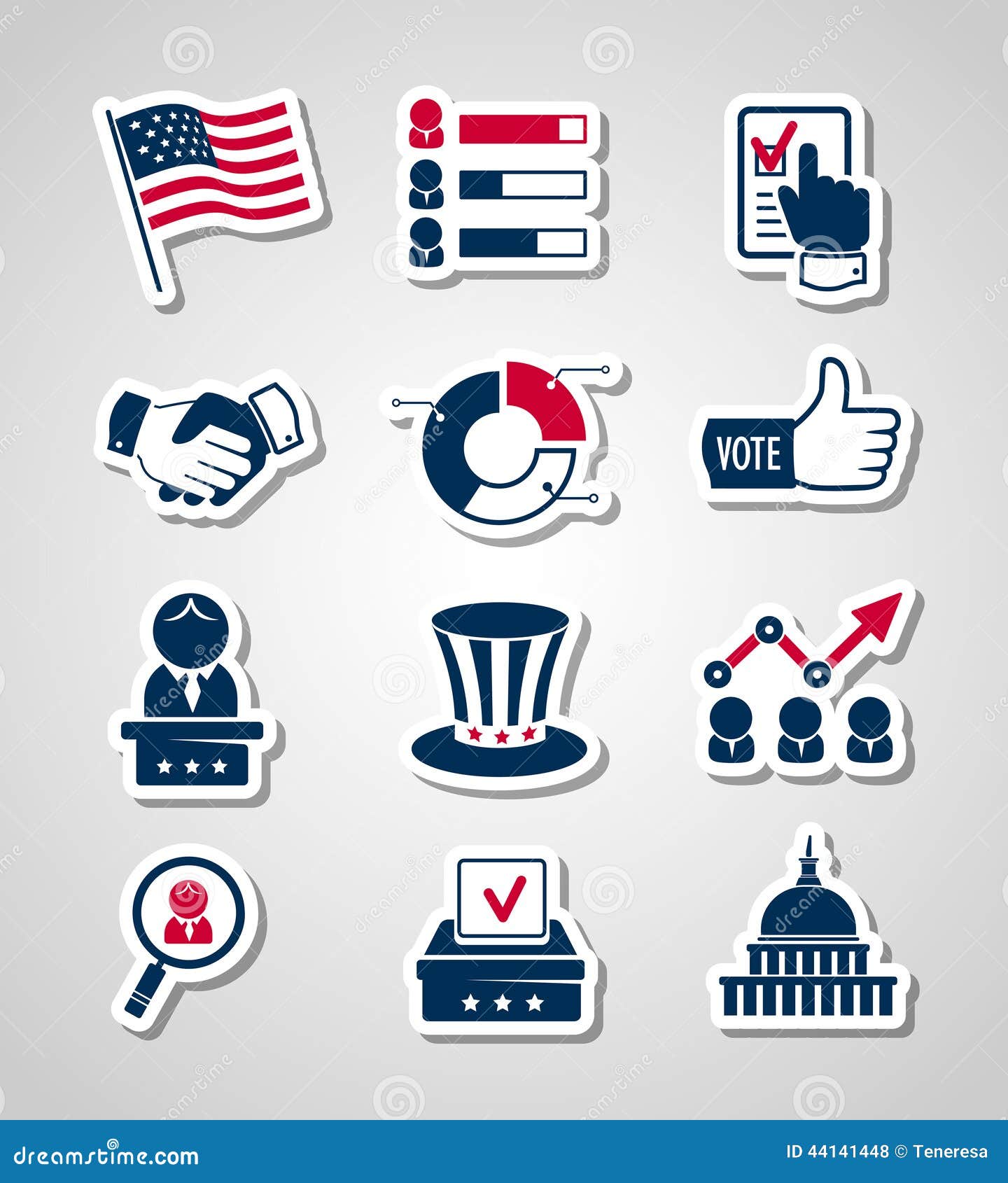 Voting and Elections Paper Cut Icons Stock Vector - Illustration of ...