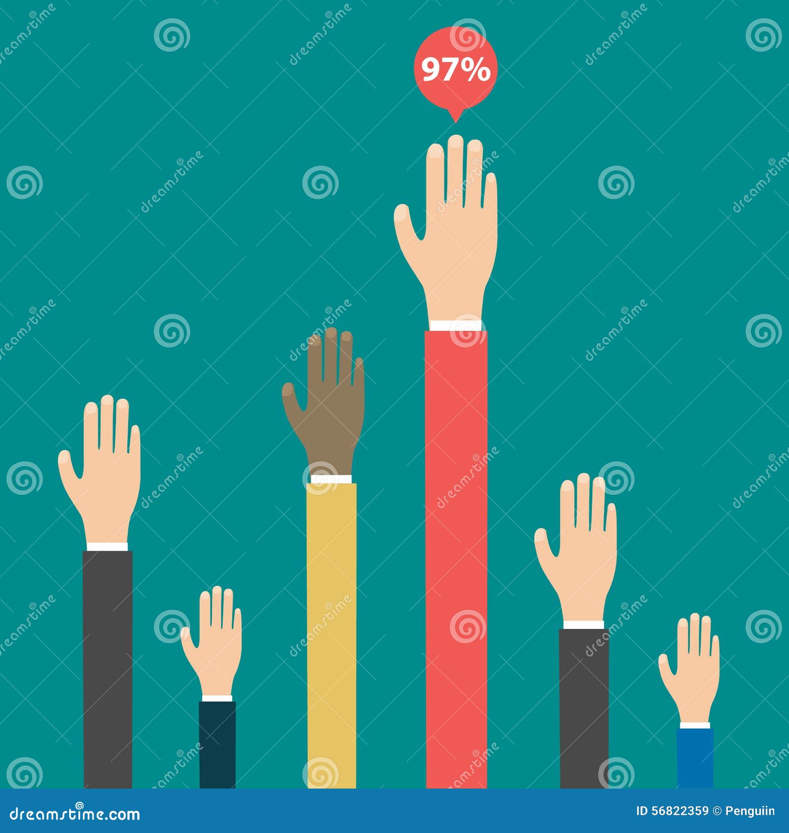 Voting Elections Results. Hands Raised Up. Infographics Elements Stock ...