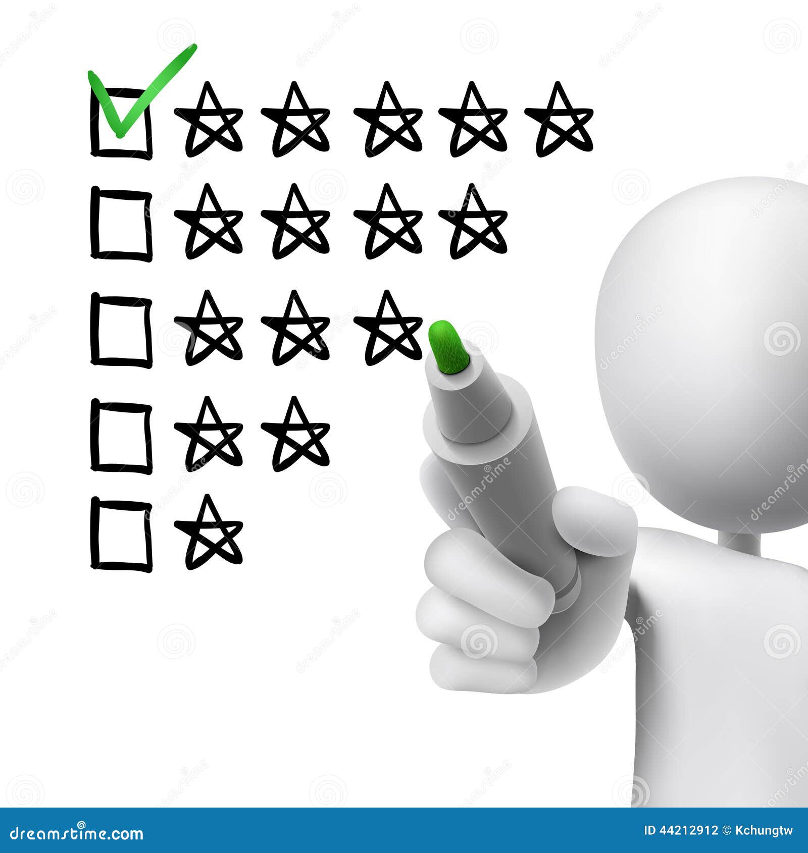 Voting Five Stars by 3d Man Stock Vector - Illustration of evaluation ...