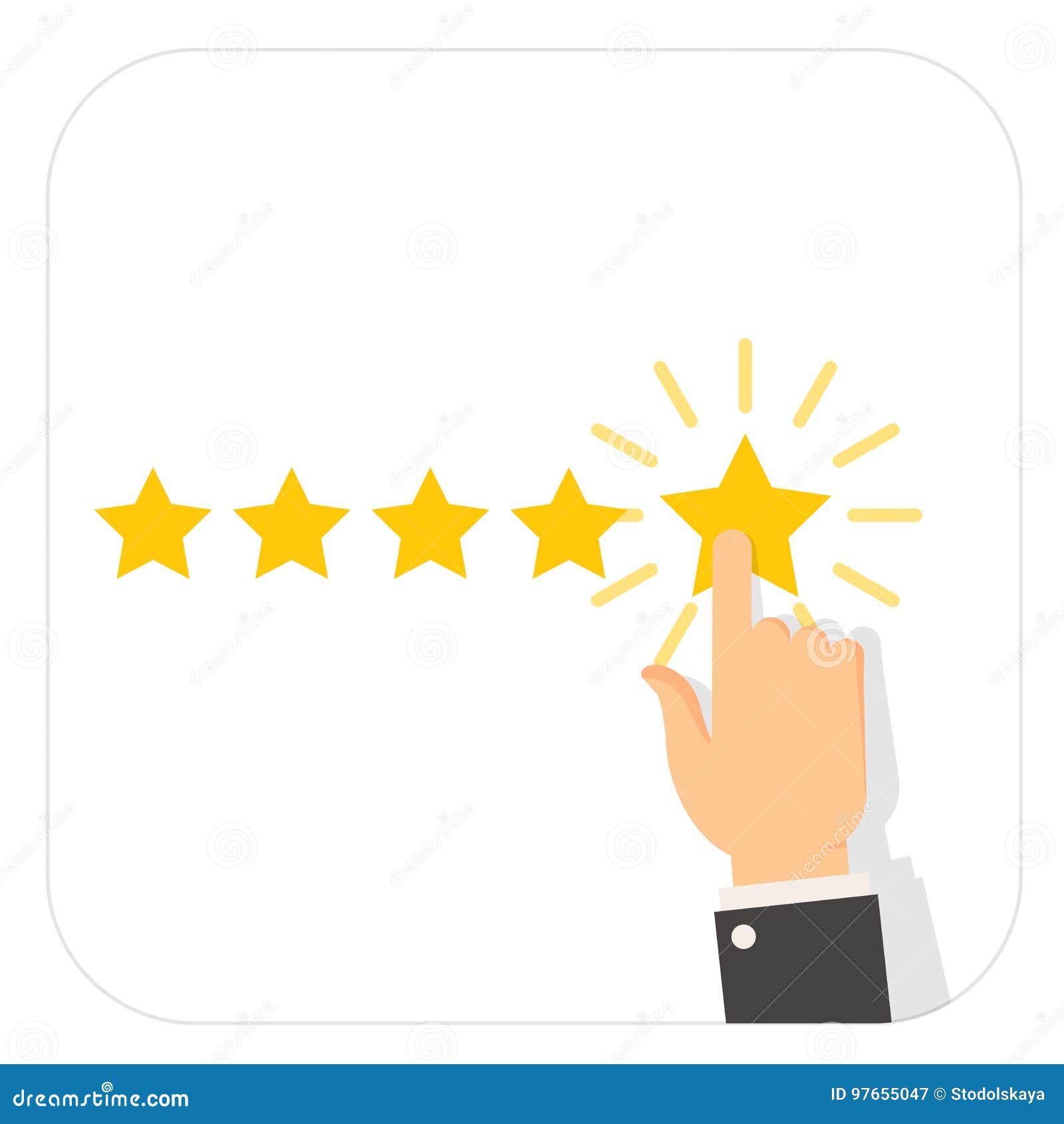 Voting hand - rating stars stock vector. Illustration of score - 97655047