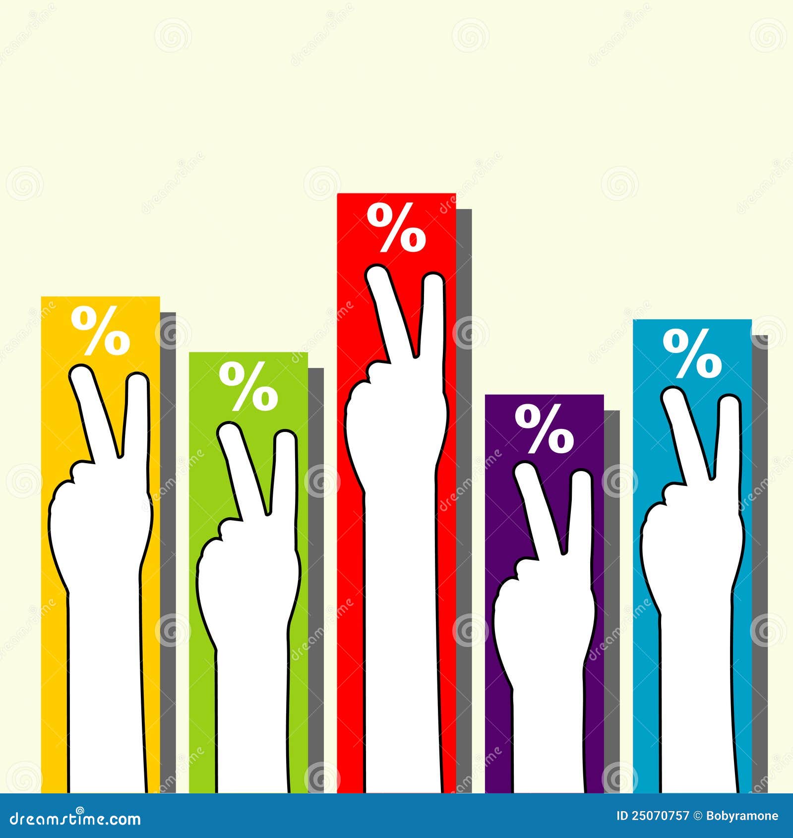 Voting hands with columns stock vector. Illustration of blue - 25070757