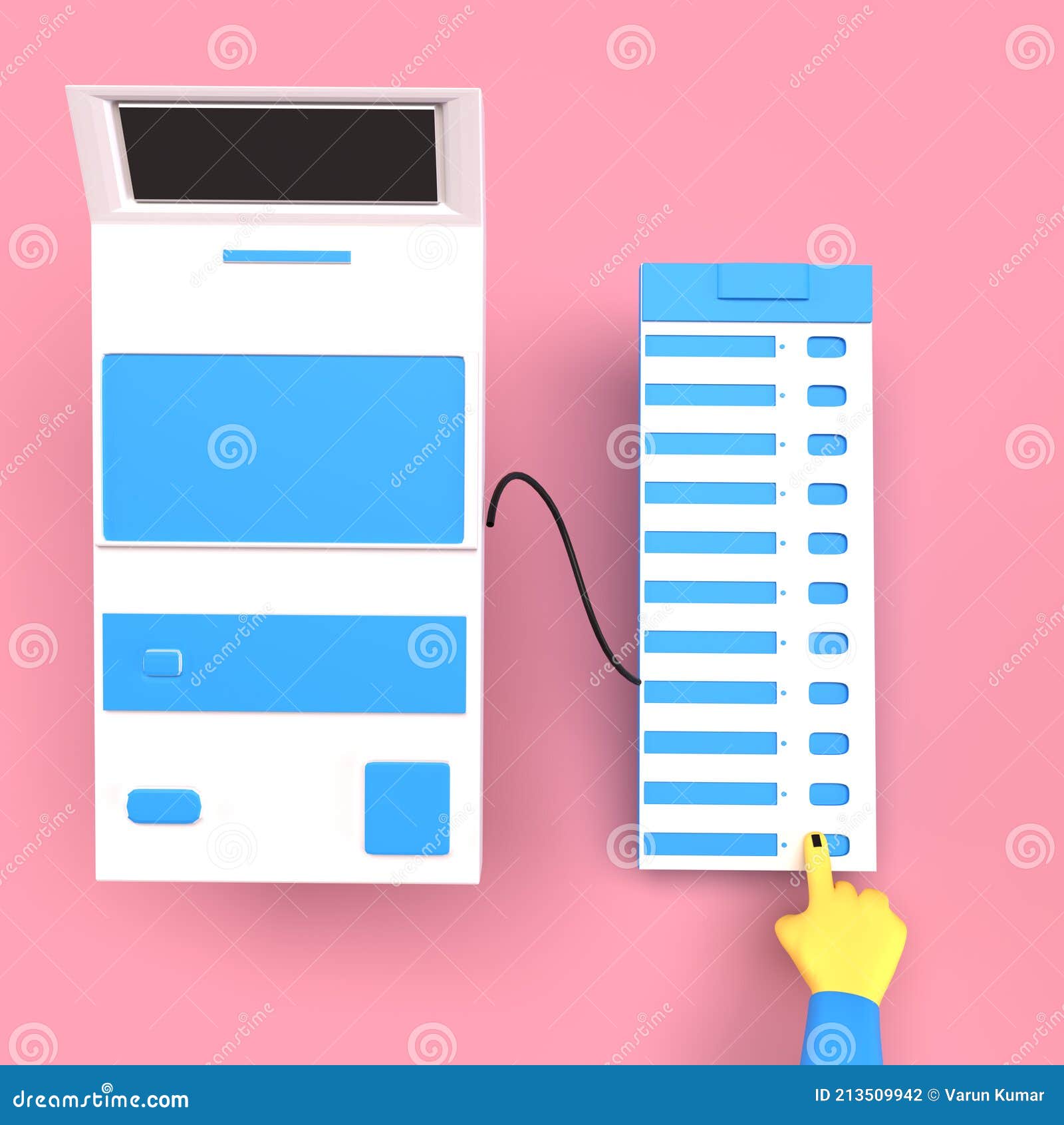 Voting Machine in Pink Background 3D Render Stock Illustration ...