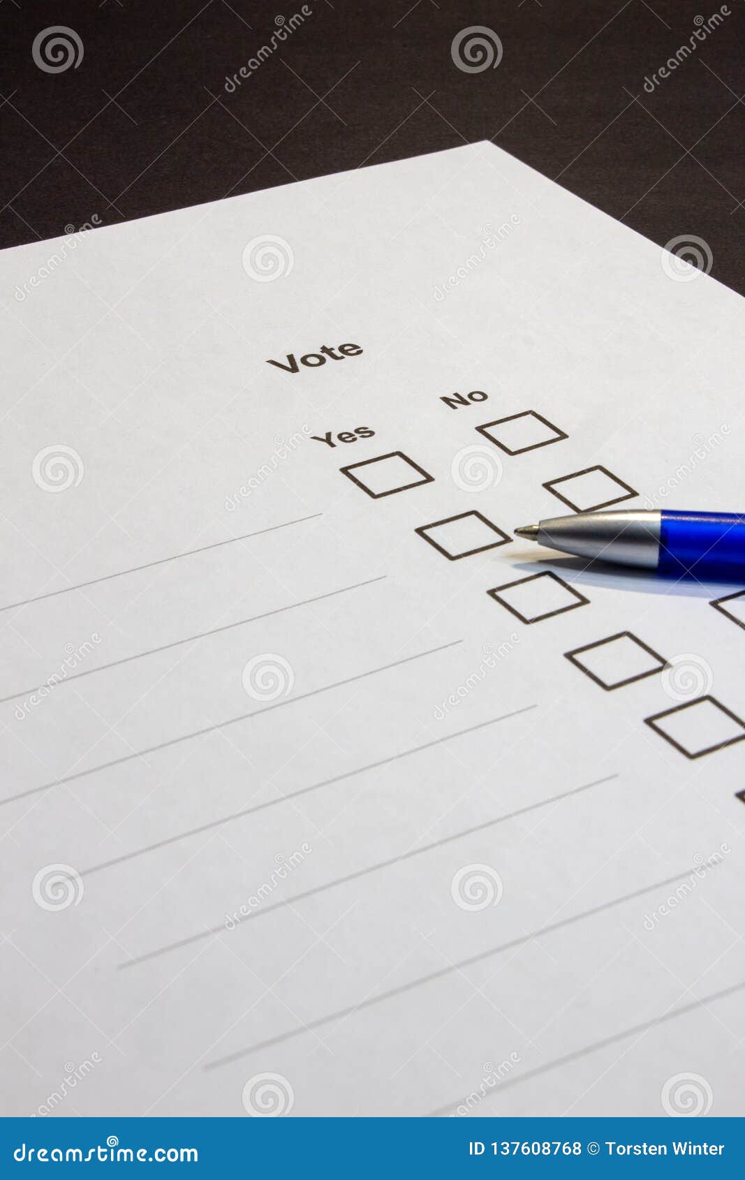 Voting-Multiple Selection Boxes Yes No Stock Photo - Image of sheet ...