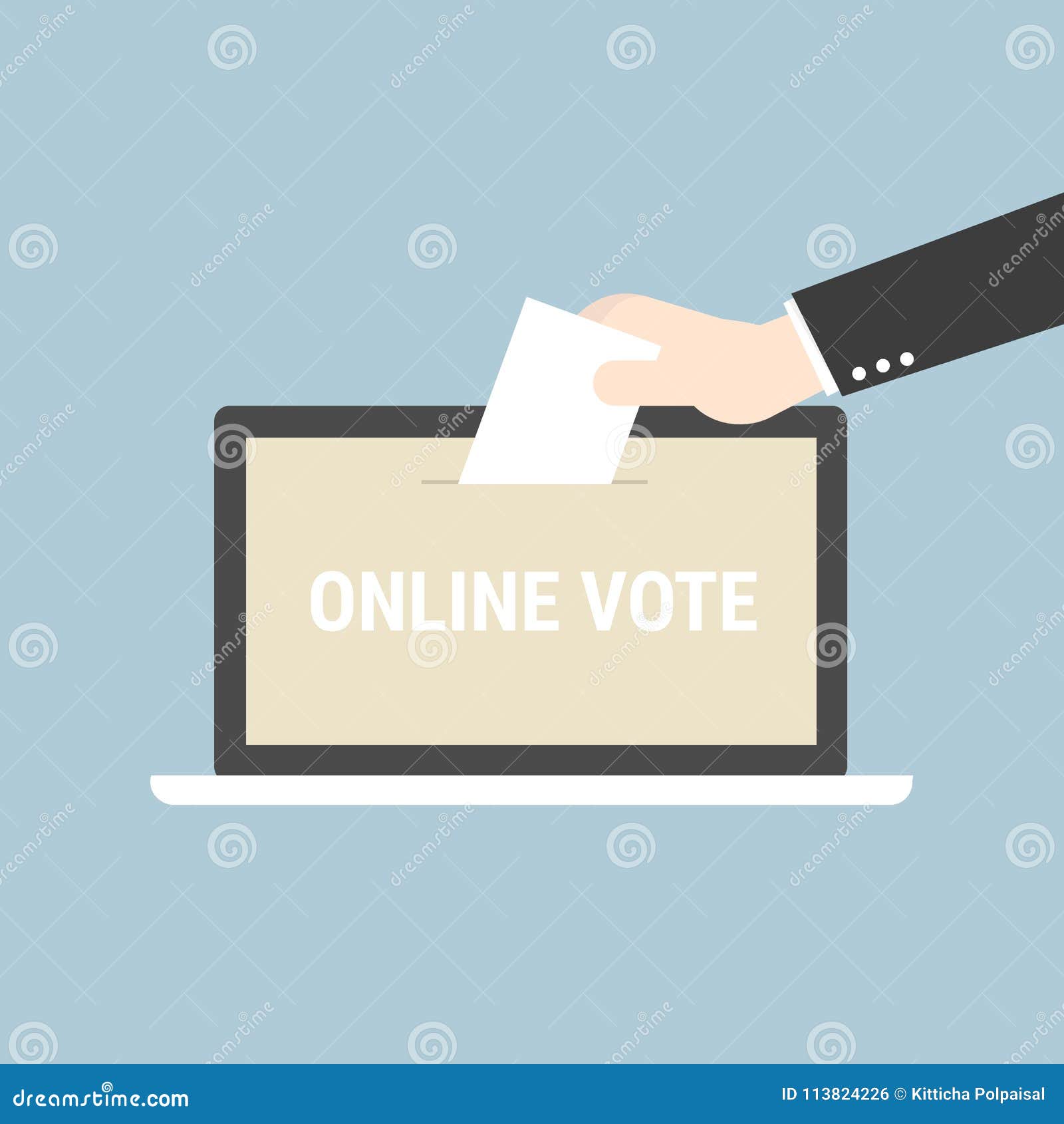 Voting Online Concept, Vector Illustion Flat Design Style. Stock Vector ...