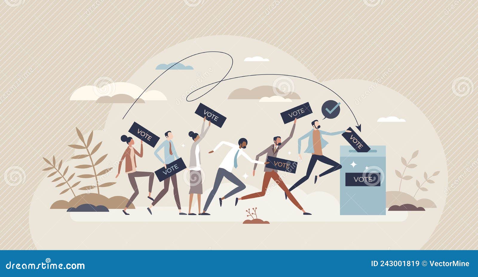 Voting People for Candidates As Democratic Process Tiny Person Concept ...