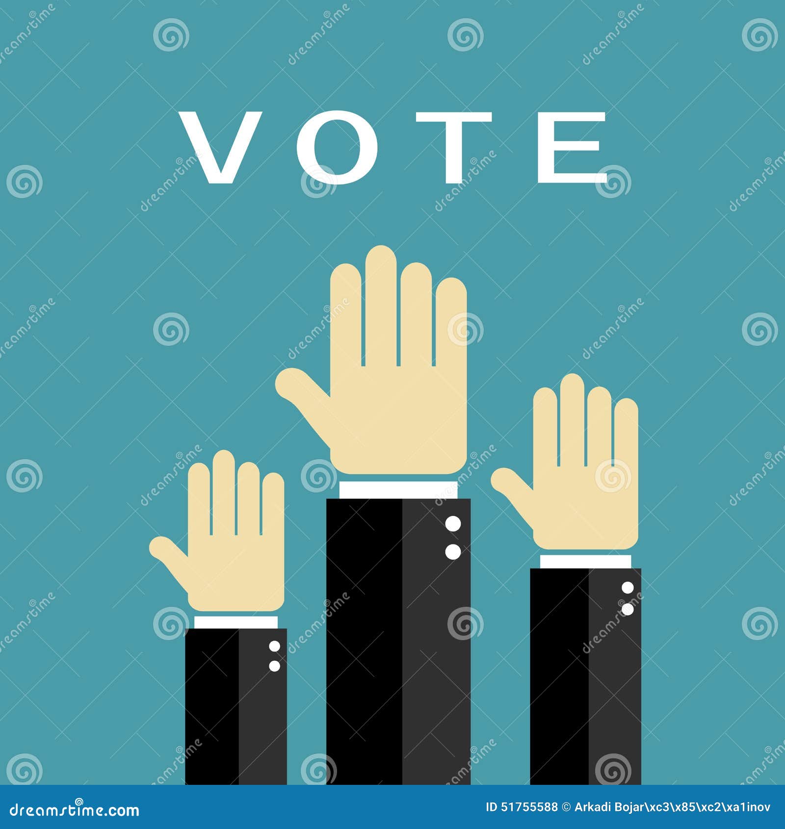 Voting raised hands stock vector. Illustration of agree - 51755588