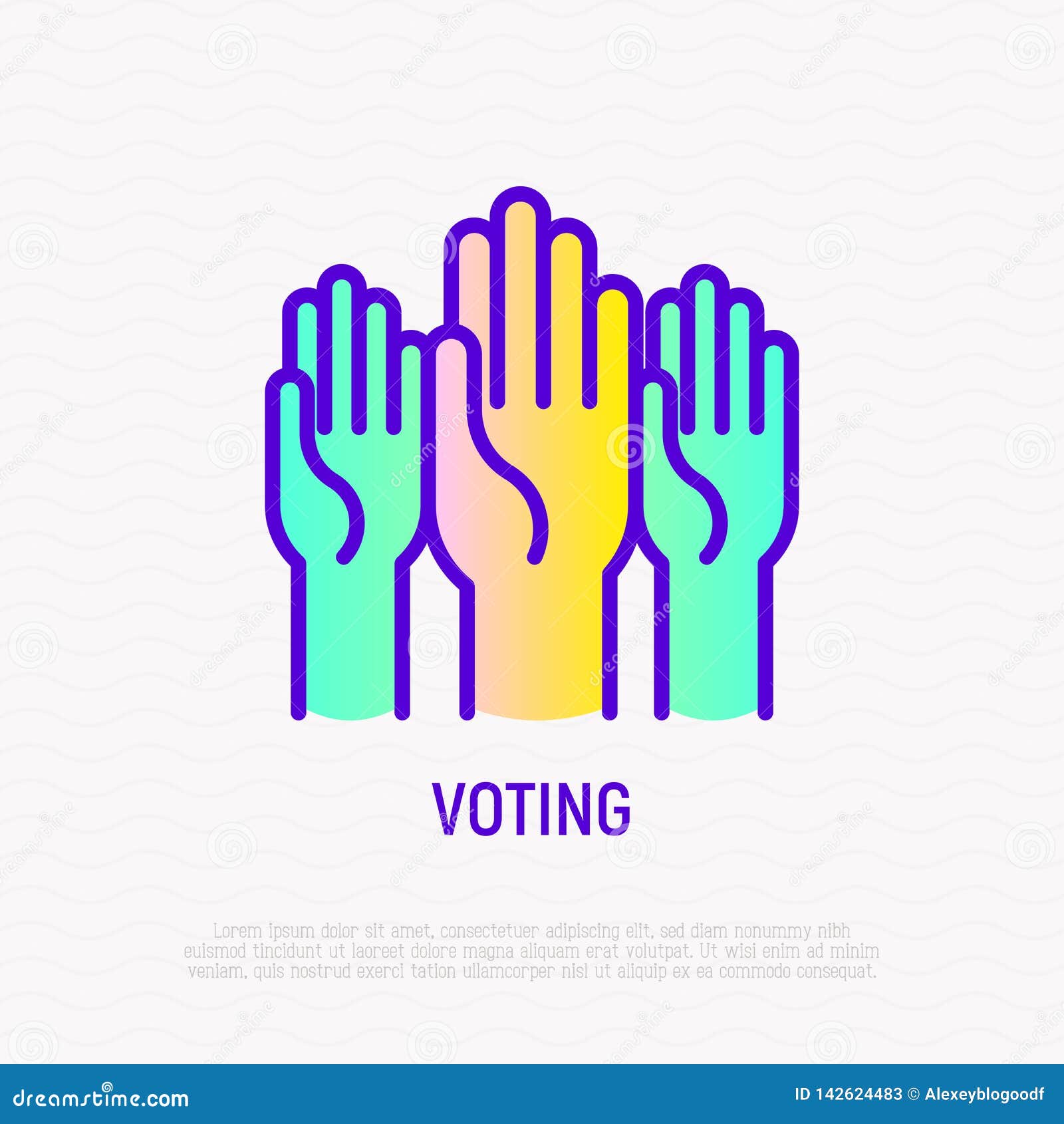 Voting: Raised Hands Thin Line Icon Stock Vector - Illustration of ...
