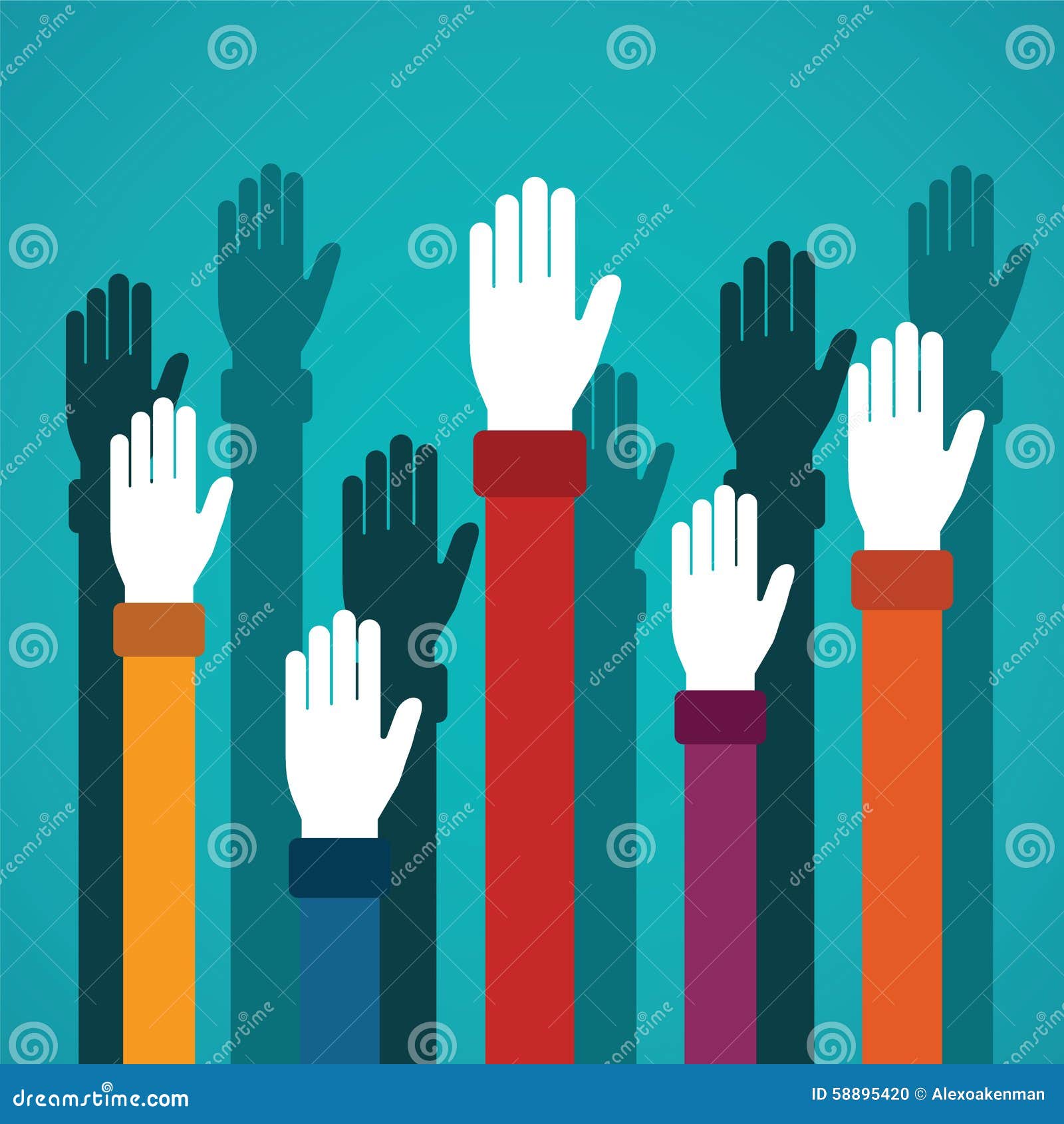 Voting Rising Hands Vector Concept in Flat Style Stock Vector ...
