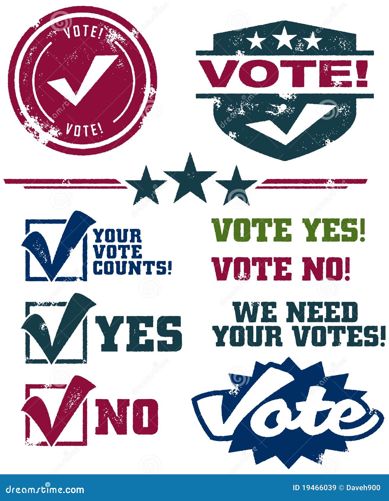 Voting Stamps stock vector. Illustration of distressed - 19466039