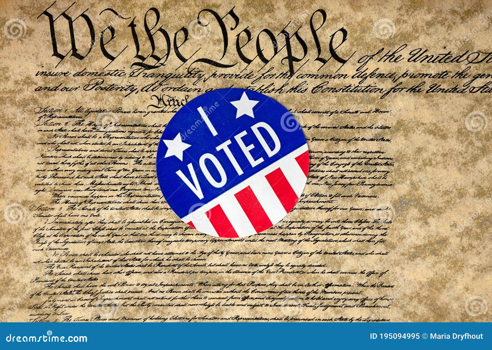Voting Sticker on United States Constitution Stock Image - Image of ...