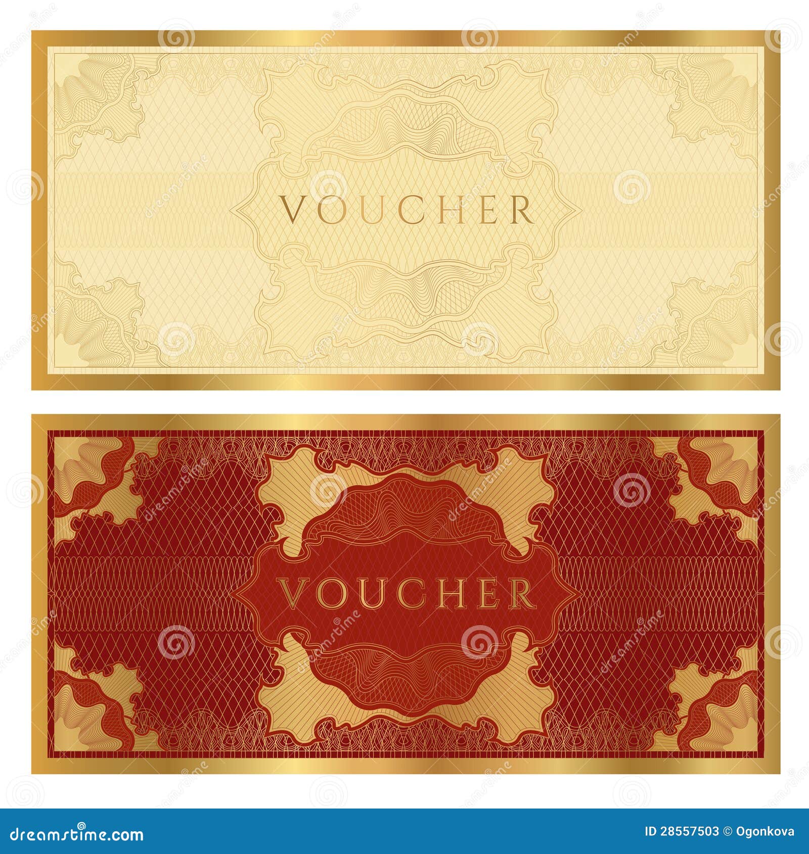Voucher / Coupon. Guilloche Pattern Stock Vector - Illustration of ...