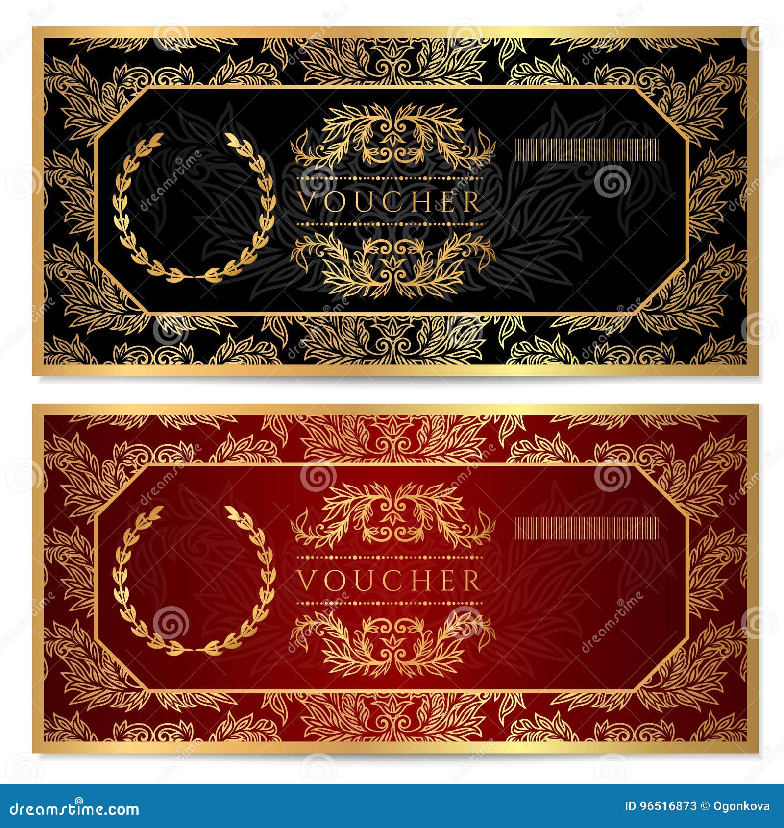 Voucher, Gift Certificate, Coupon Template Stock Vector - Illustration ...