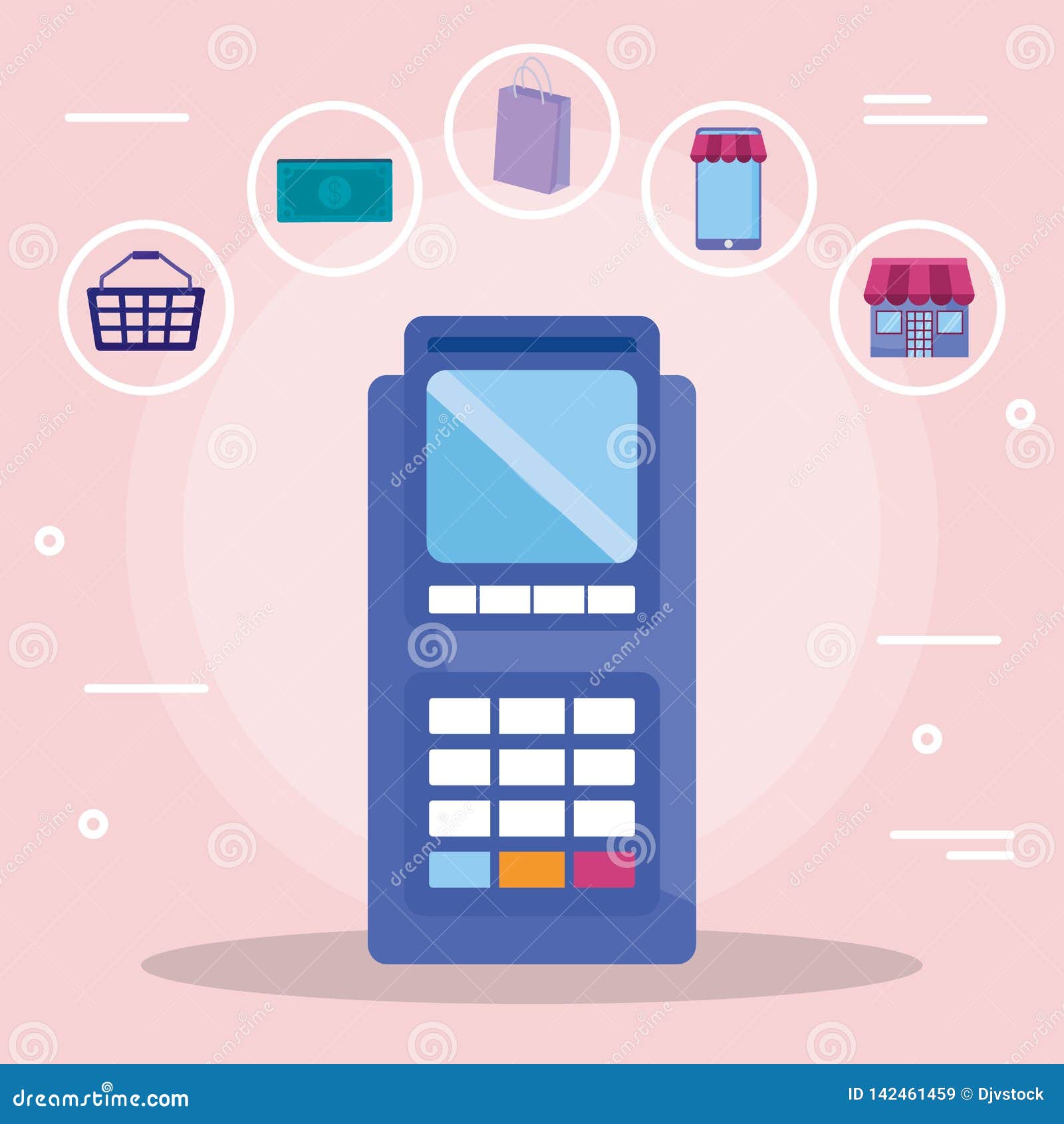 Voucher Machine with Commercial Icons Stock Vector - Illustration of ...