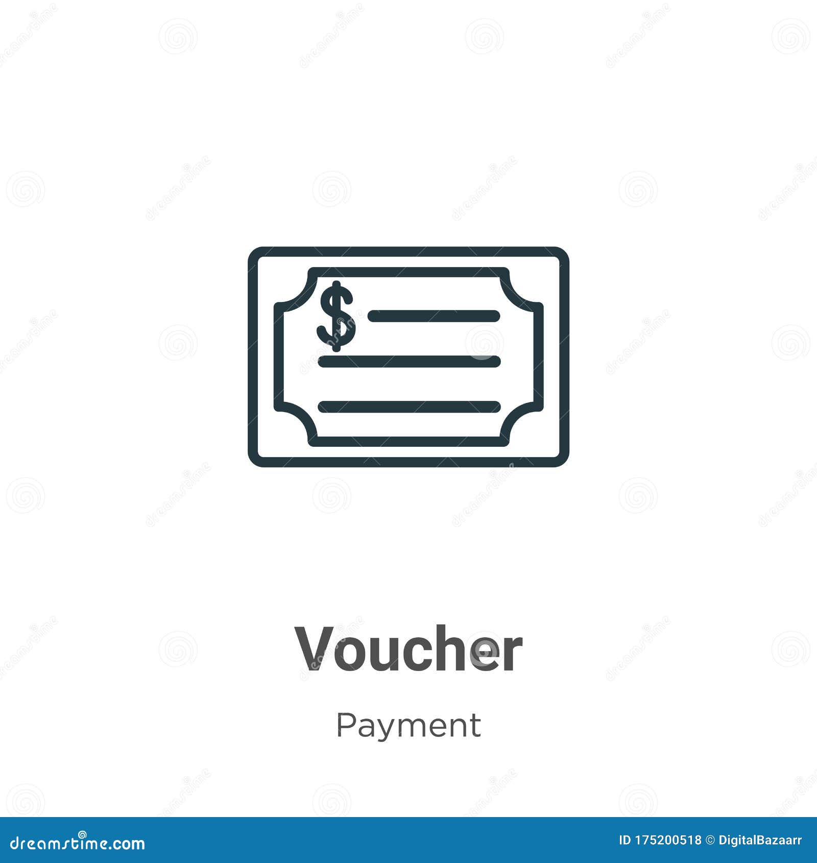 Voucher Outline Vector Icon. Thin Line Black Voucher Icon, Flat Vector ...
