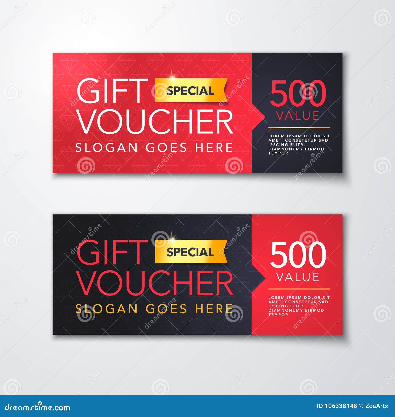 Vector Illustration, Gift Voucher Template with Modern Premium Pattern ...