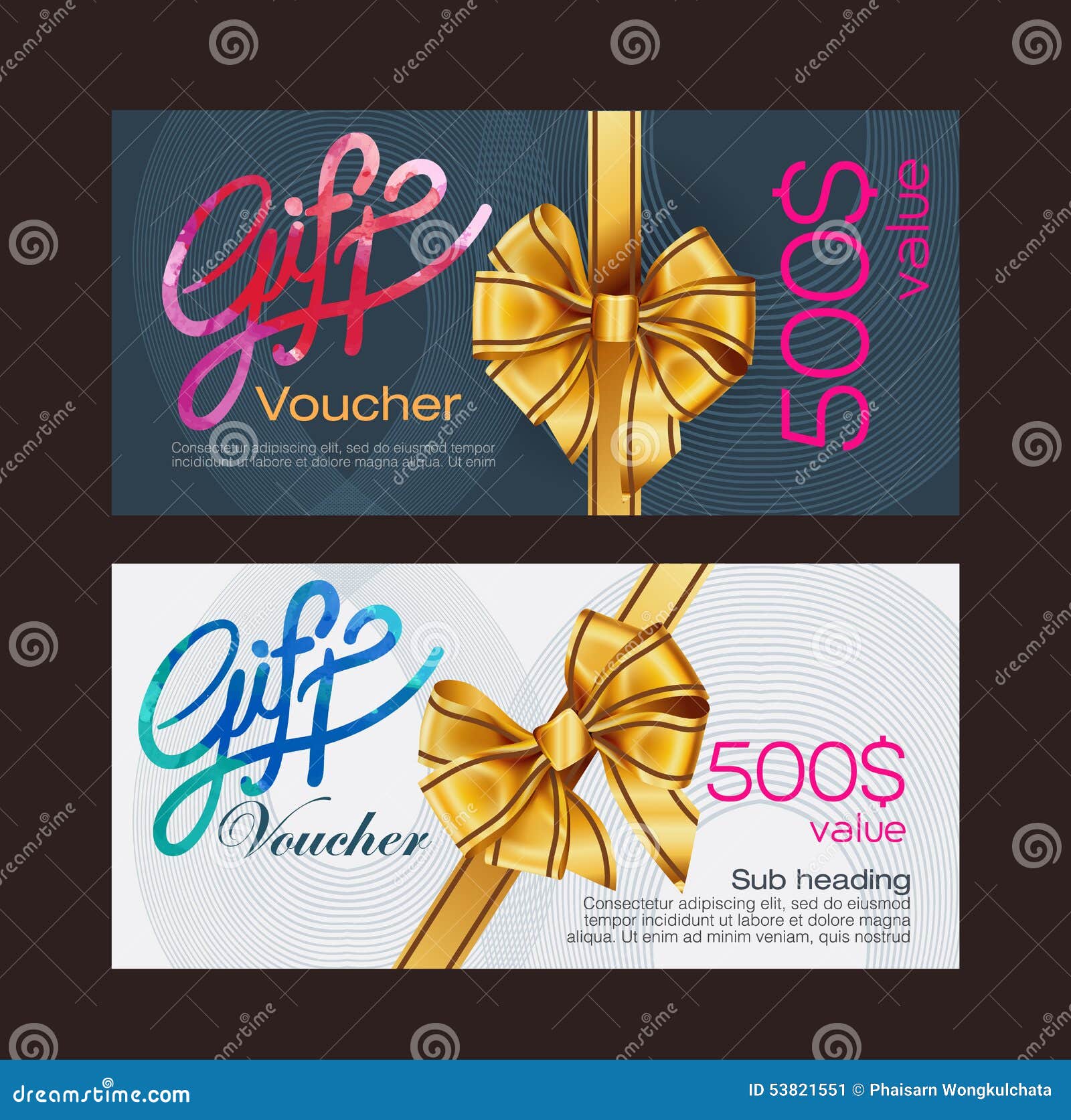 Voucher Template with Premium Vintage Pattern. Stock Vector ...
