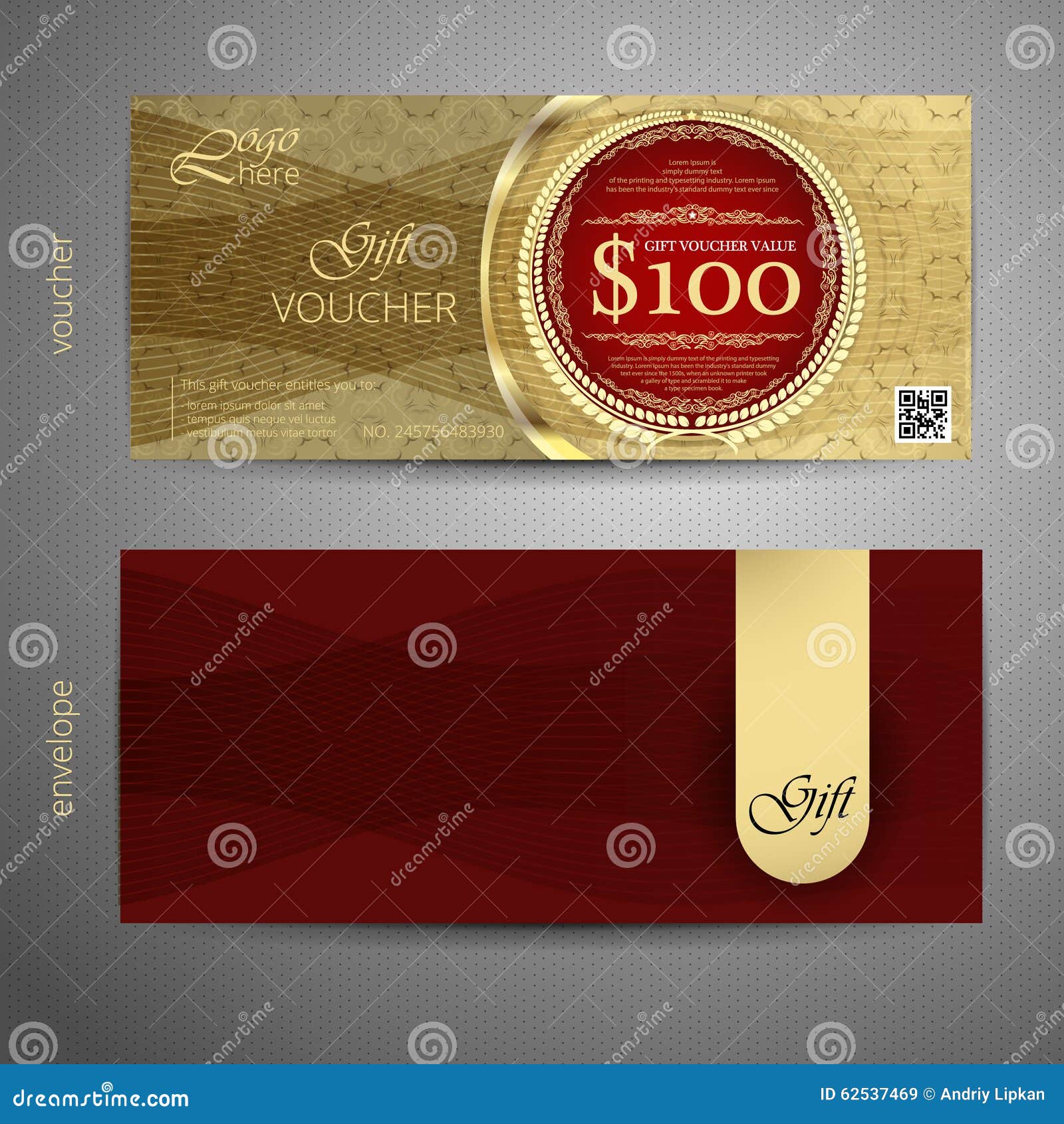 Voucher Template with Premium Vintage Pattern. Vector Stock Vector ...