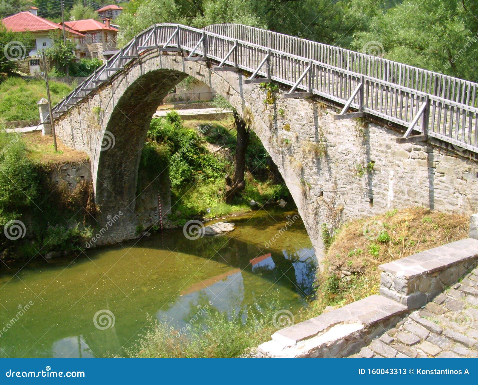 Vovousa Village Brigde in Greece Stock Image - Image of season, firs ...