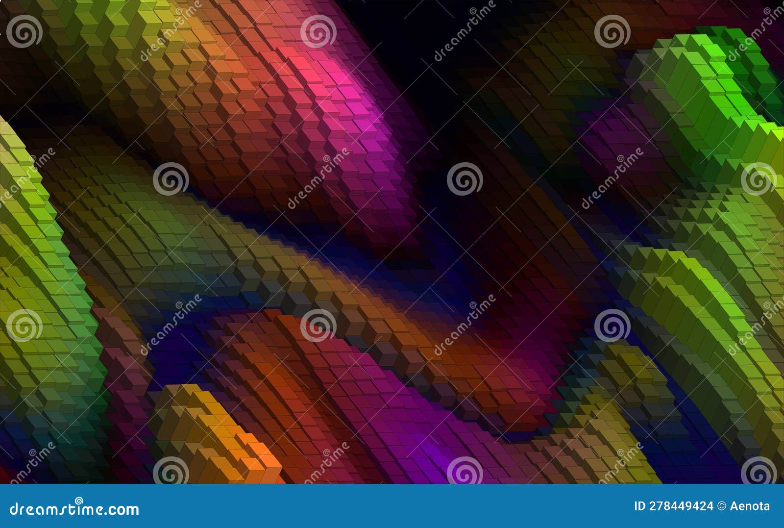 Voxel Corrugated Terrain Landscape Pixel Art - 3D Brick Background ...