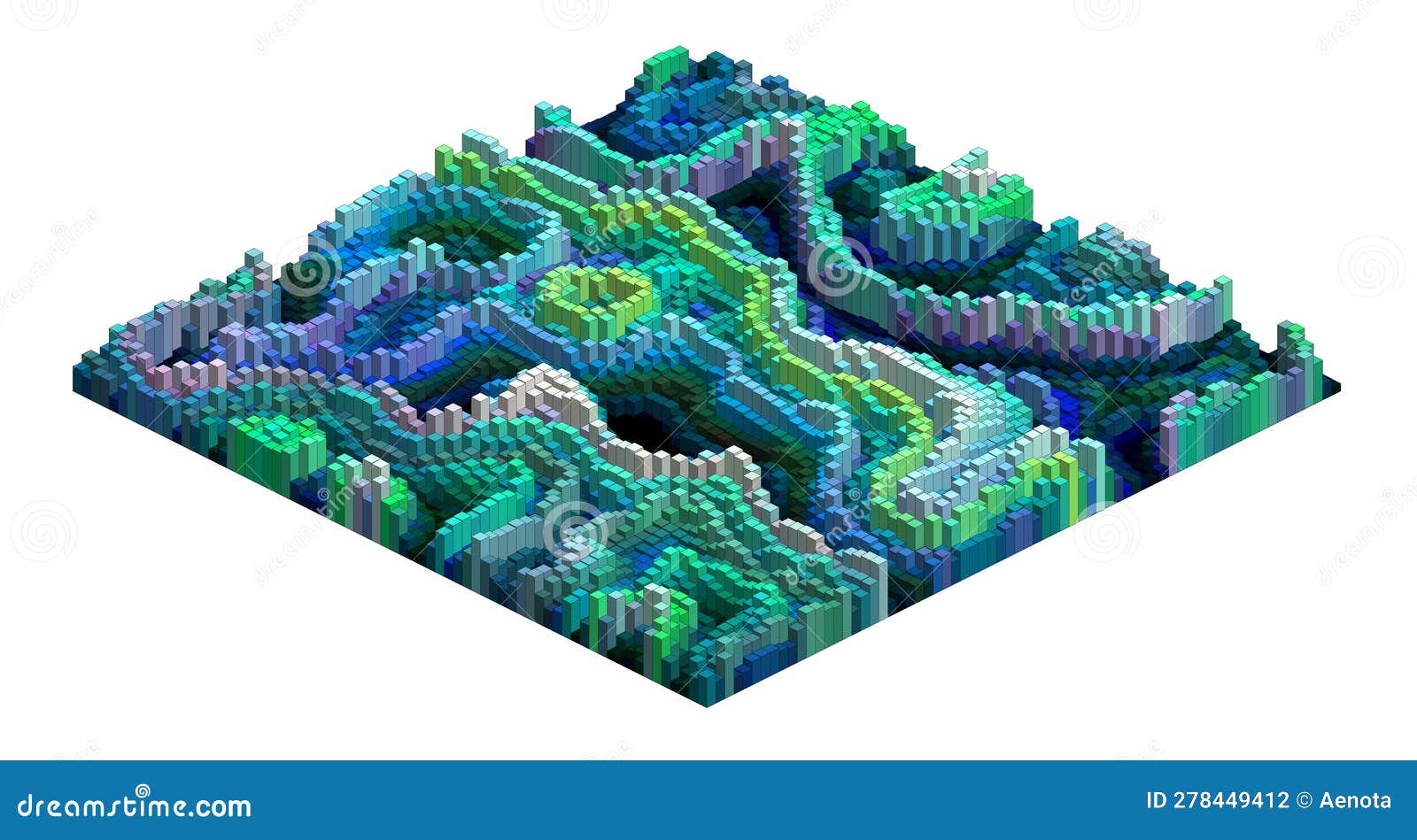 Voxel Mountain Landscape Pixel Art Sample - 3D Brick Canyon Stock ...