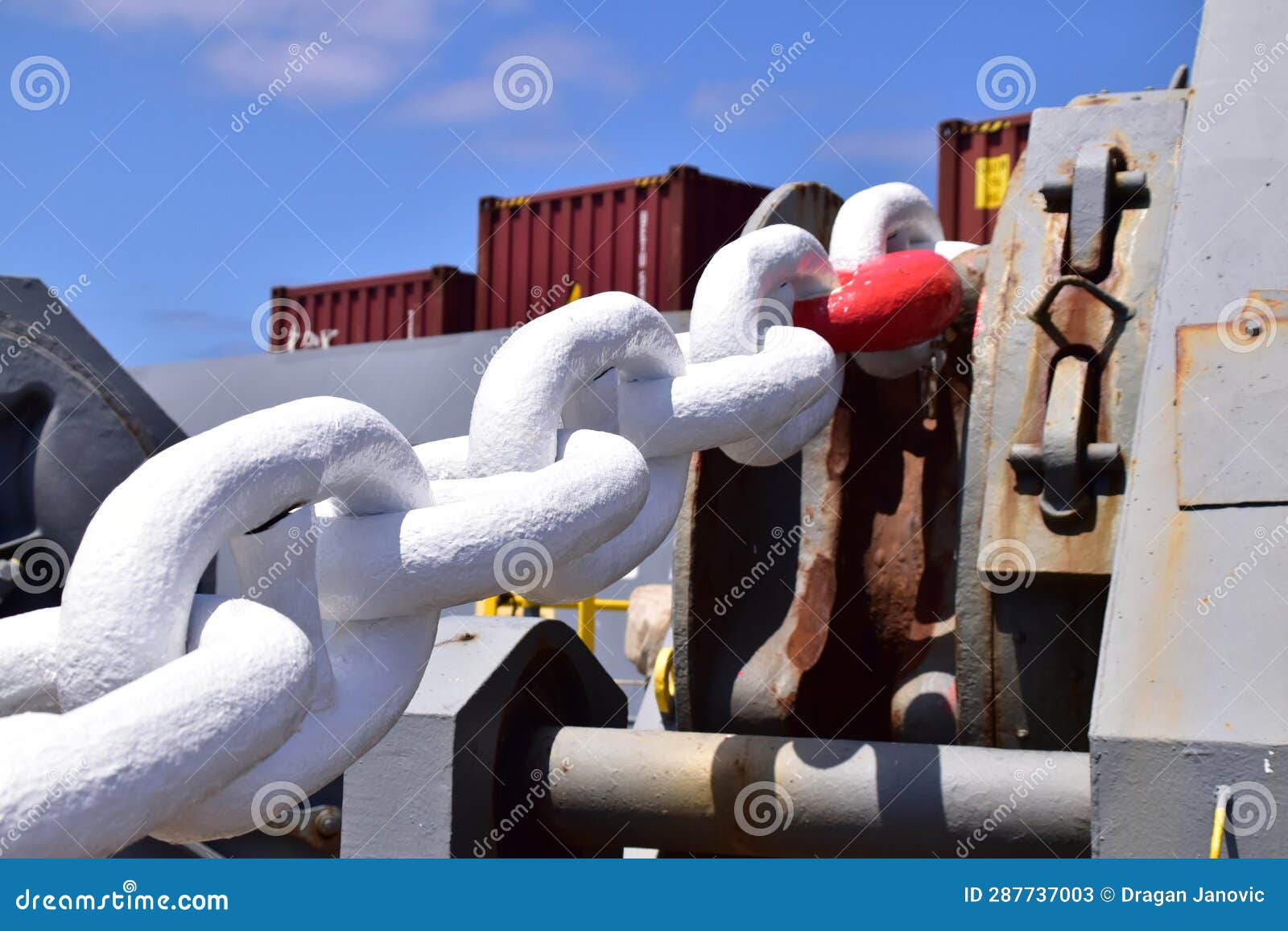 Anchor Chain of a Large Container Vessel Stock Image - Image of hatch ...
