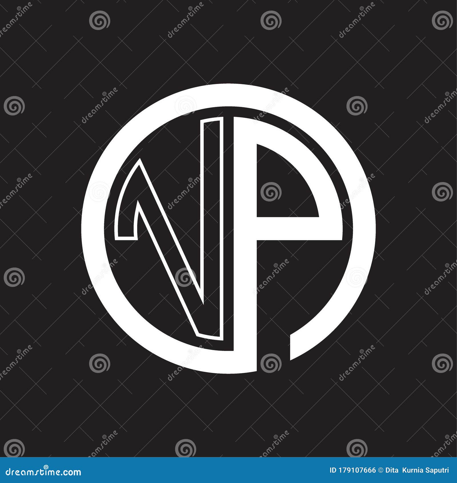 VP Logo with Circle Rounded Negative Space Design Template Stock ...
