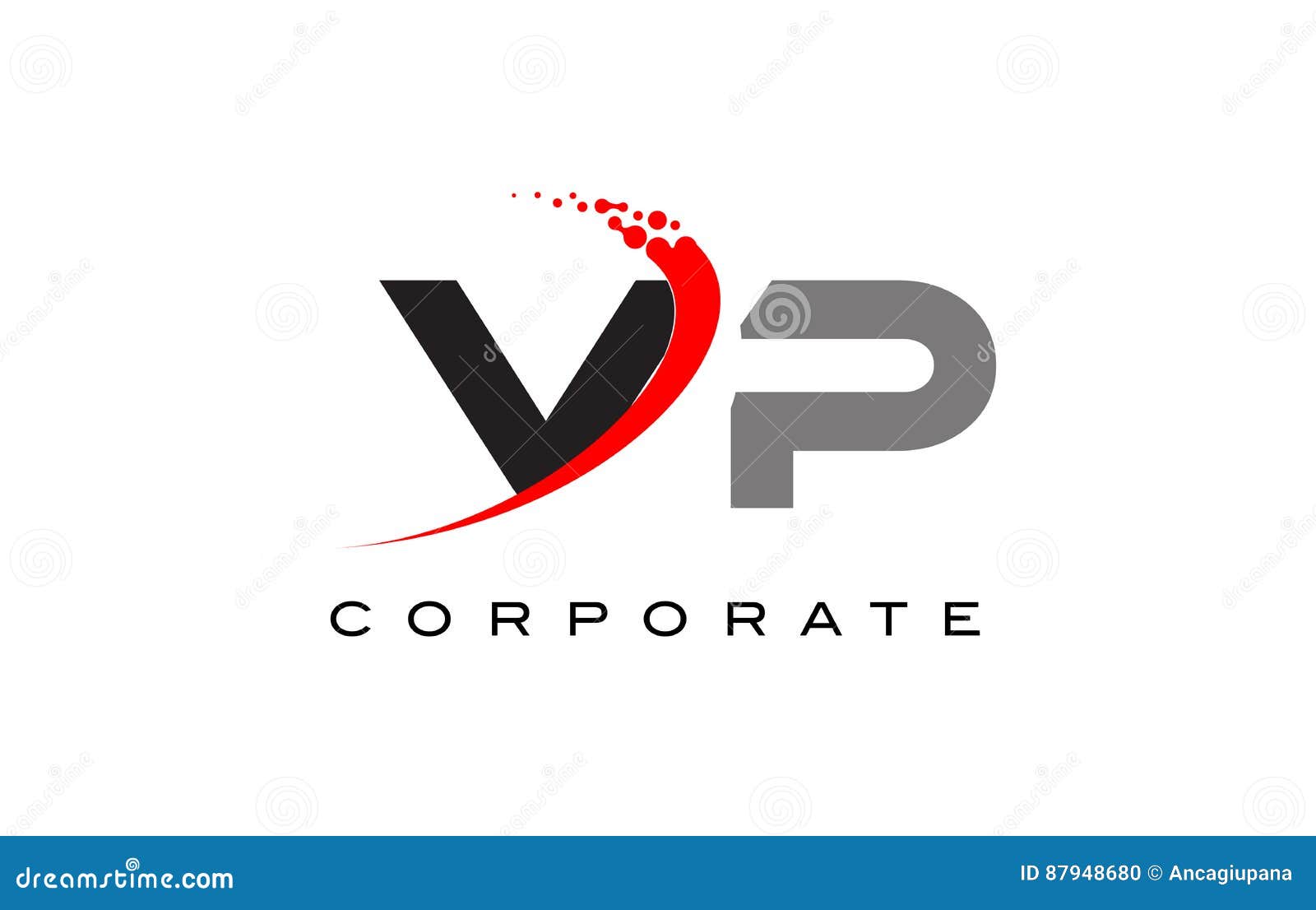 VP Modern Letter Logo Design with Swoosh Stock Vector - Illustration of ...