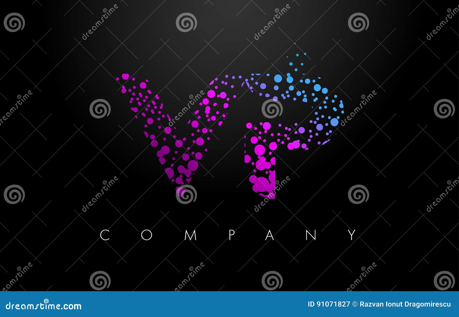 VP V P Letter Logo with Purple Particles and Bubble Dots Stock Vector ...