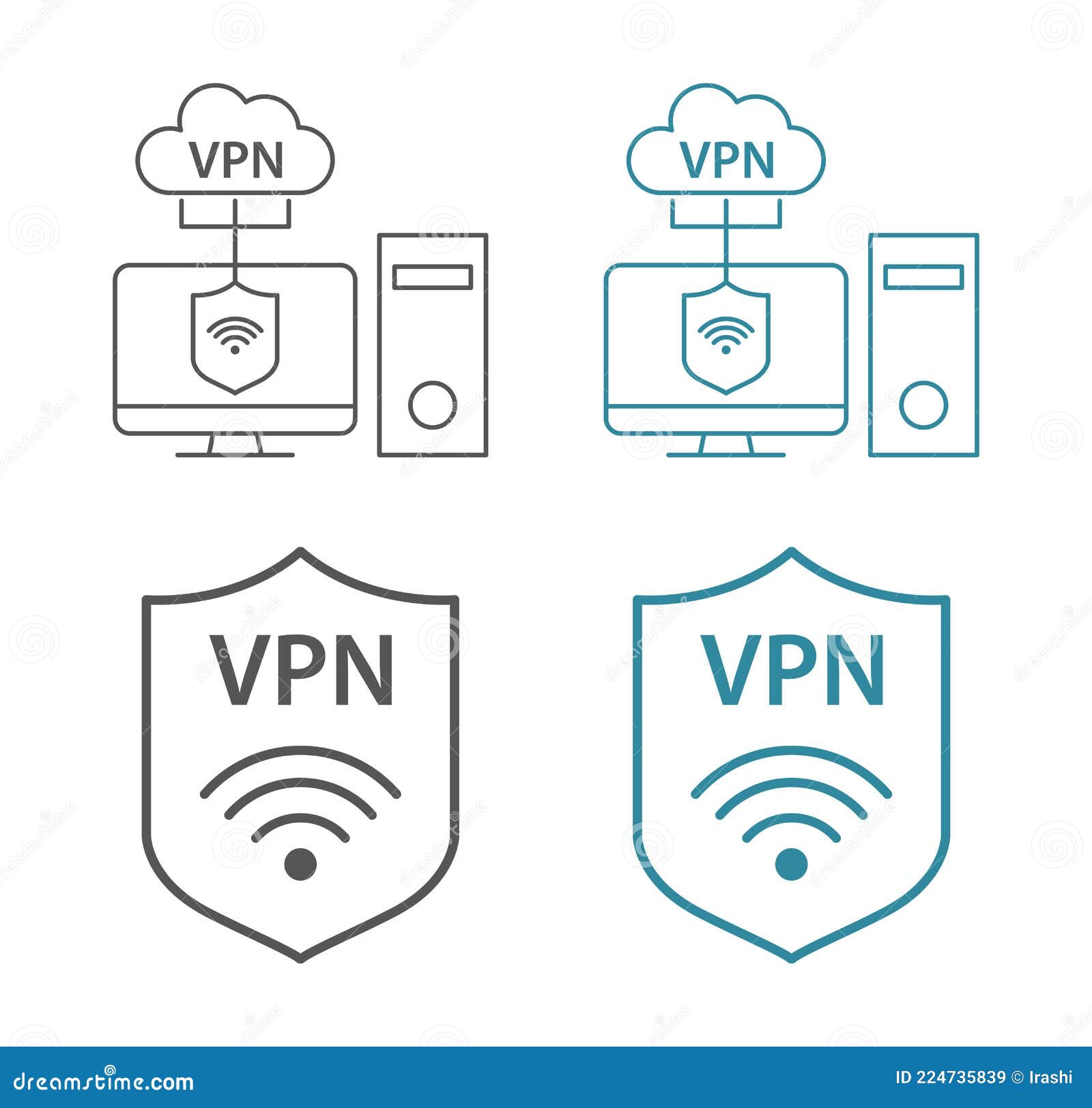 Vpn computer icon stock vector. Illustration of vector - 224735839