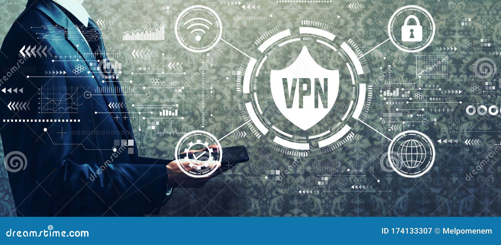 VPN Concept with Businessman Holding a Tablet Stock Image - Image of ...