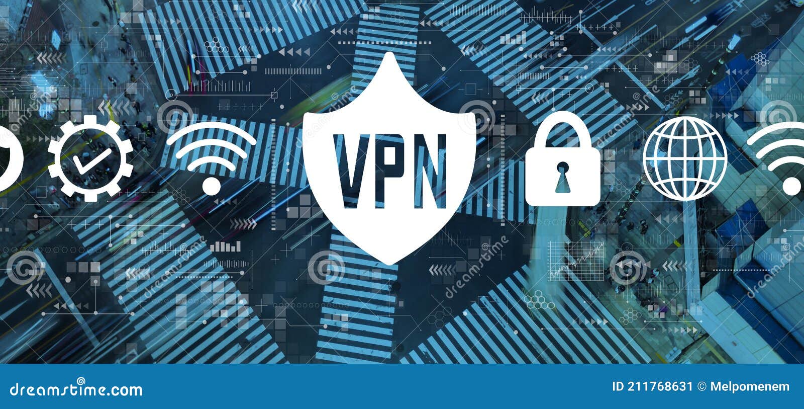 VPN Concept with City Traffic Intersection Stock Illustration ...