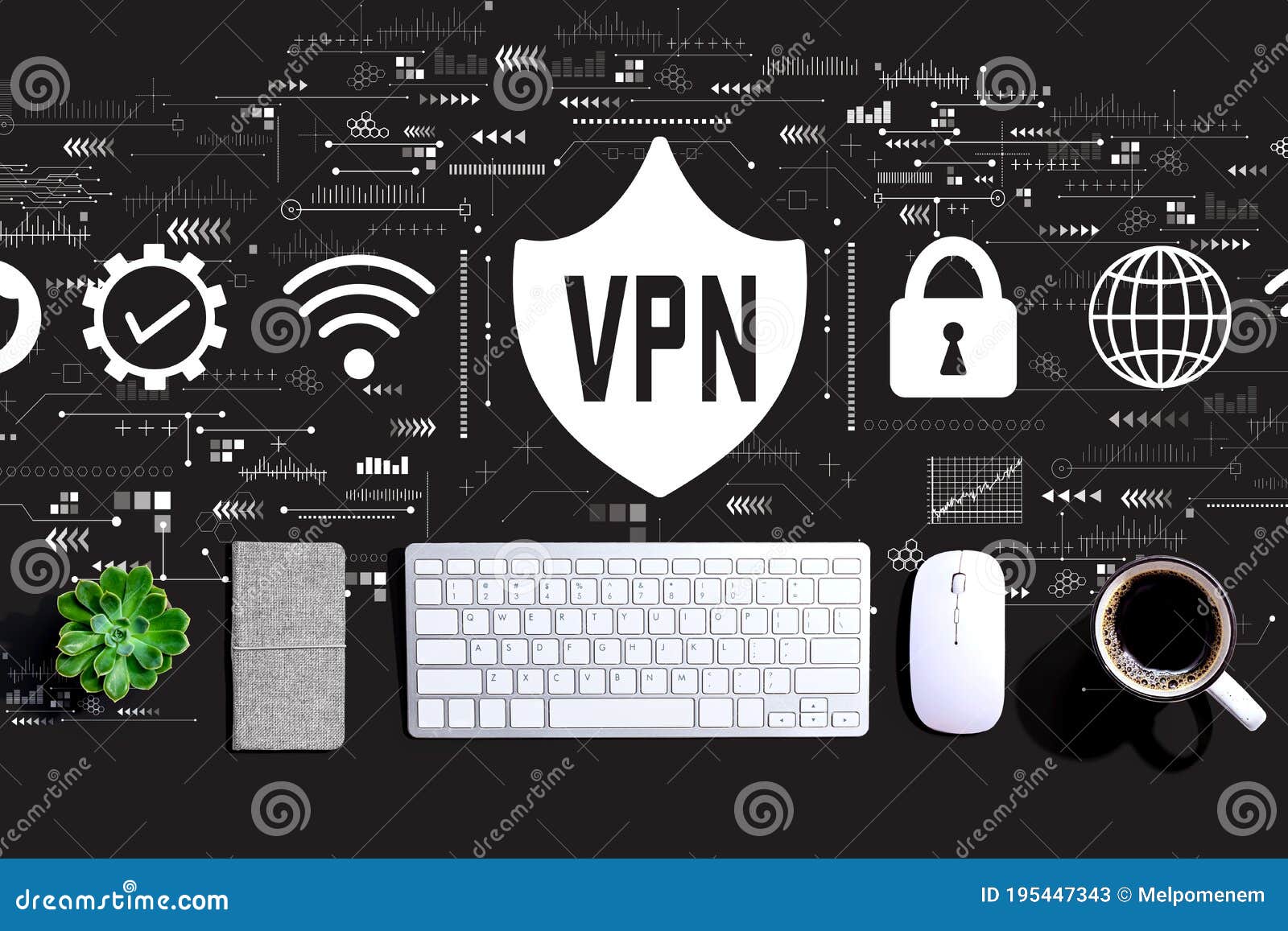 VPN Concept with a Computer Keyboard Stock Image - Image of icons ...