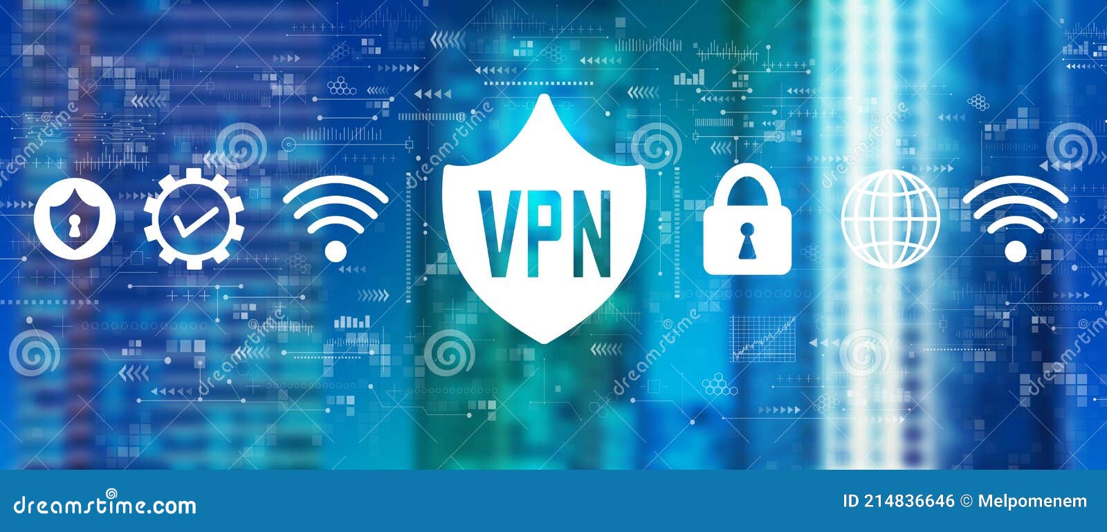 VPN Concept with Downtown Skyline Stock Illustration - Illustration of ...