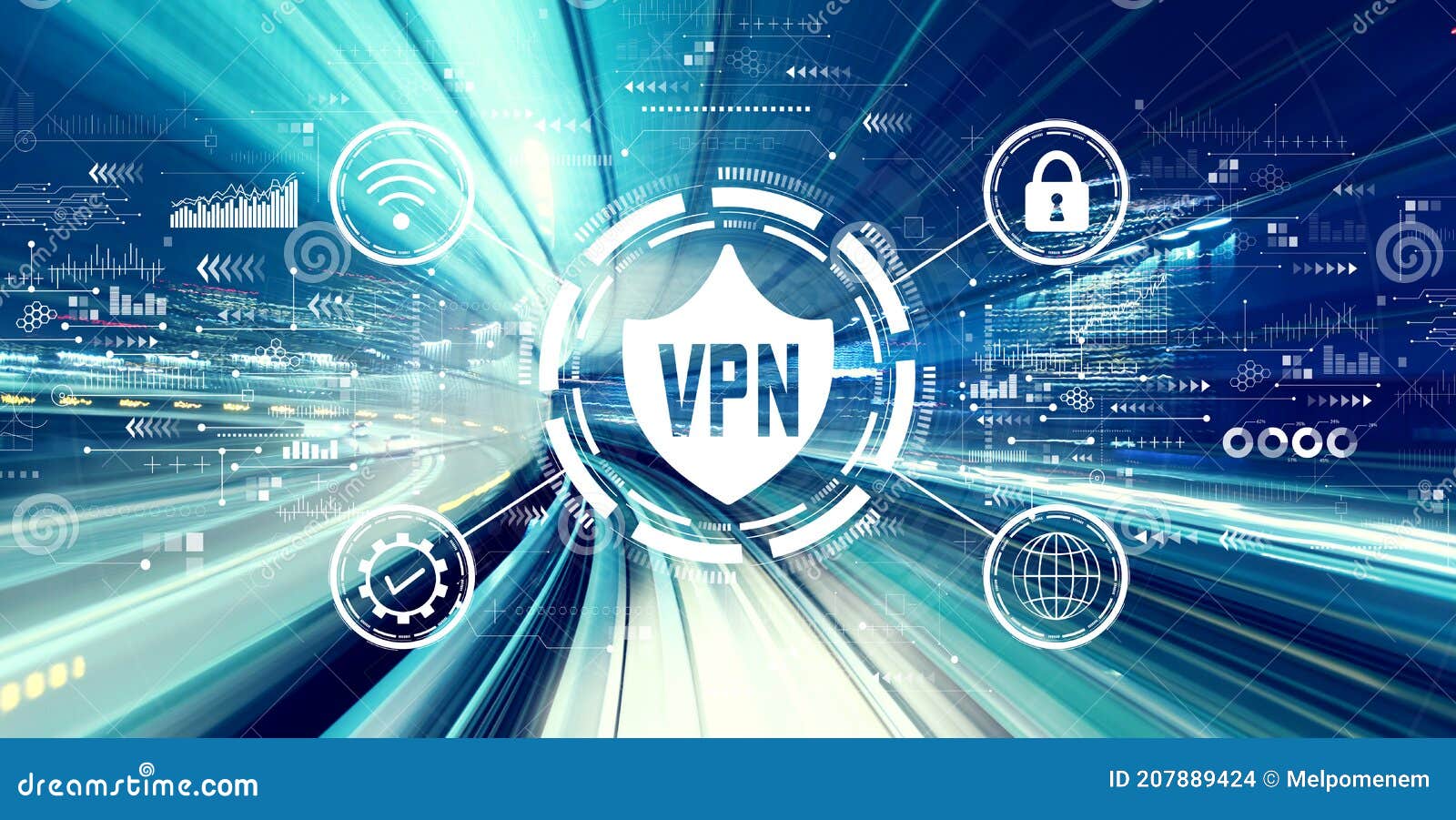 VPN Concept with High Speed Motion Blur Stock Photo - Image of icon ...