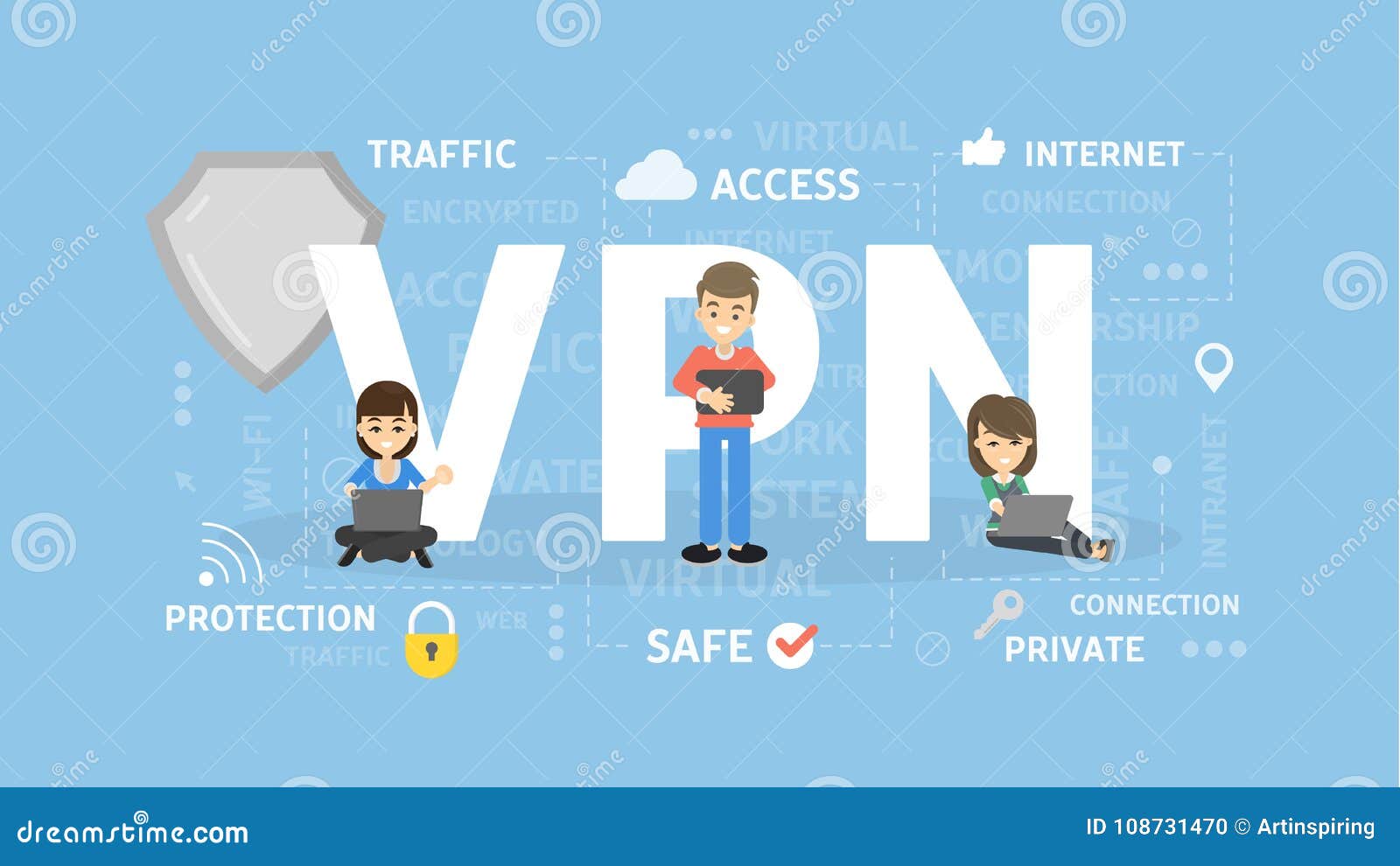 VPN concept illustration. stock vector. Illustration of server - 108731470