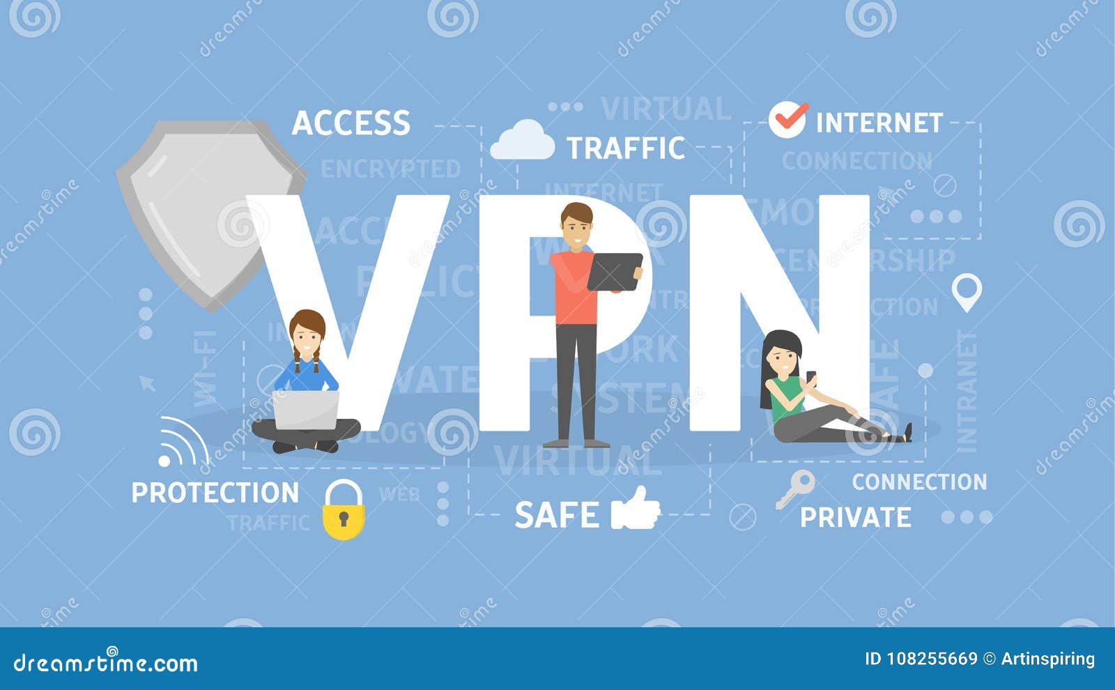 VPN concept illustration. stock vector. Illustration of data - 108255669